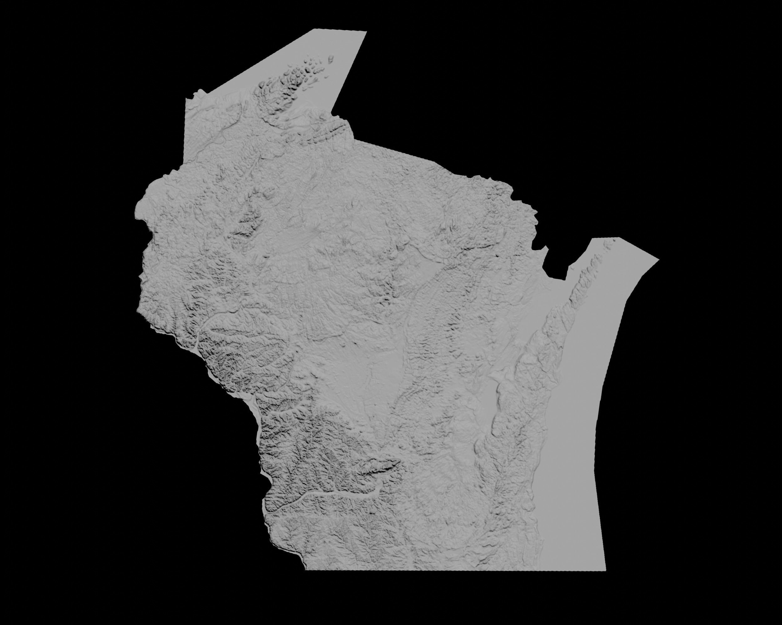3D Topographical Map of Wisconsin 3D model 3D printable | CGTrader