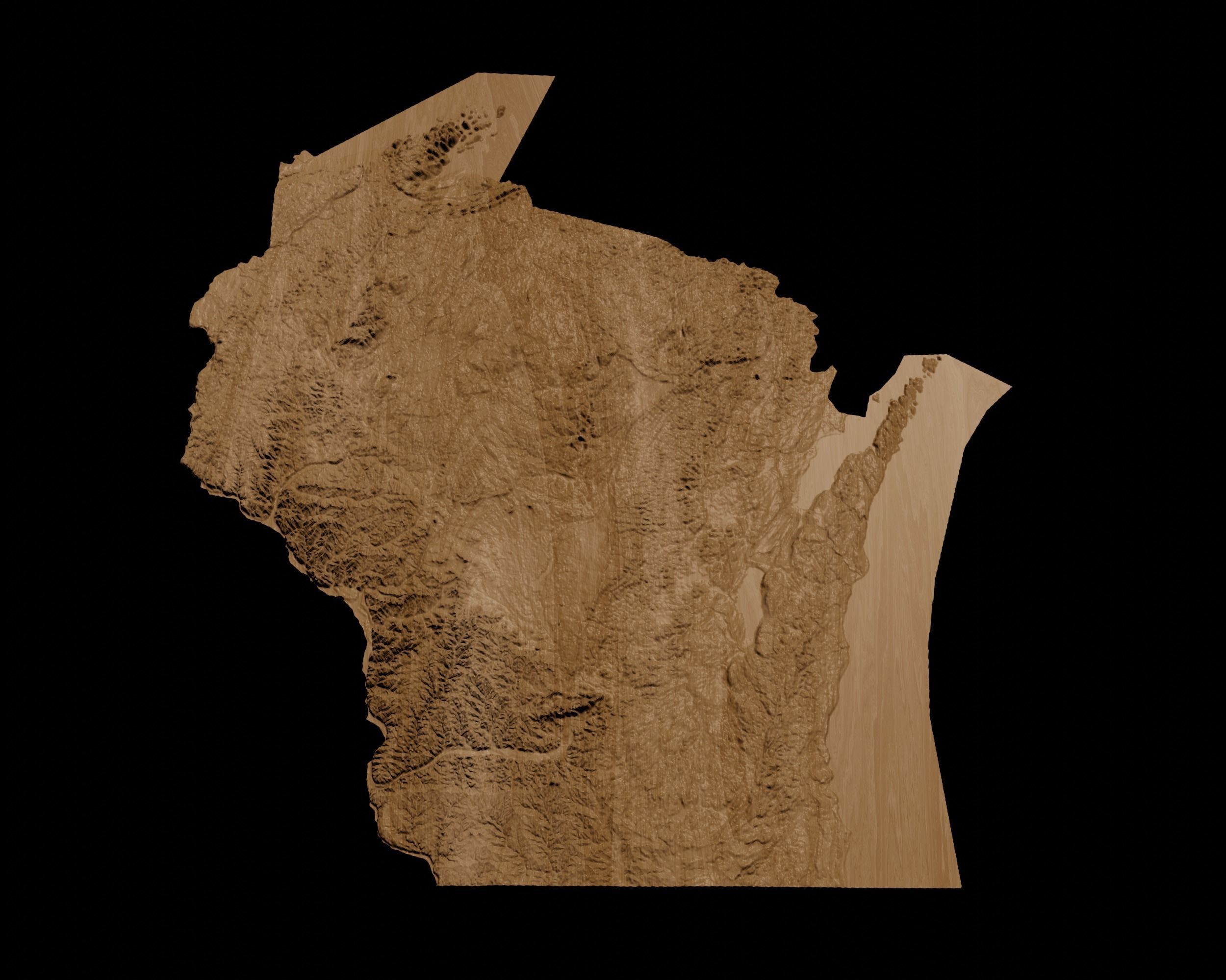 3D Topographical Map of Wisconsin 3D model 3D printable | CGTrader