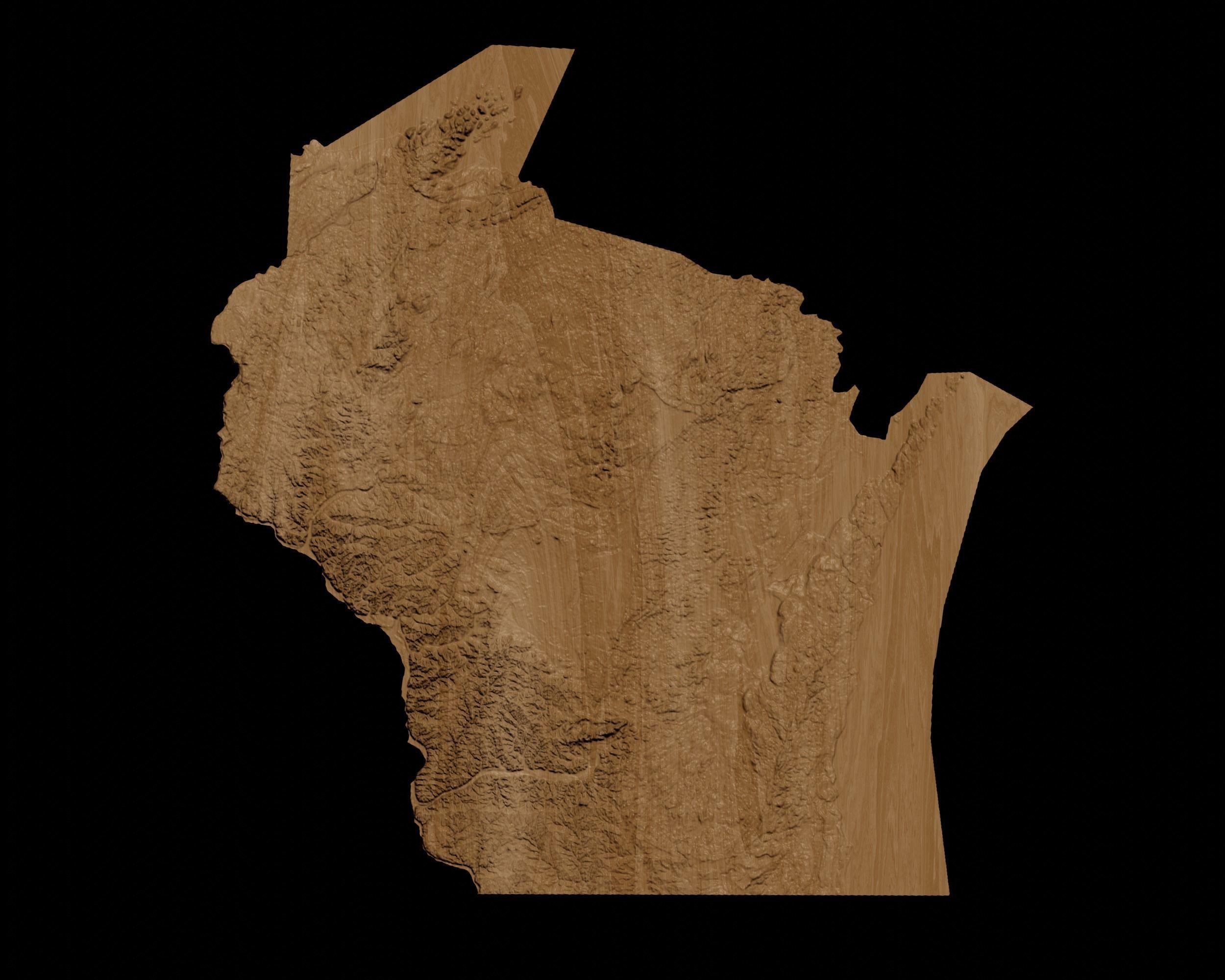 3D Topographical Map of Wisconsin 3D model 3D printable | CGTrader