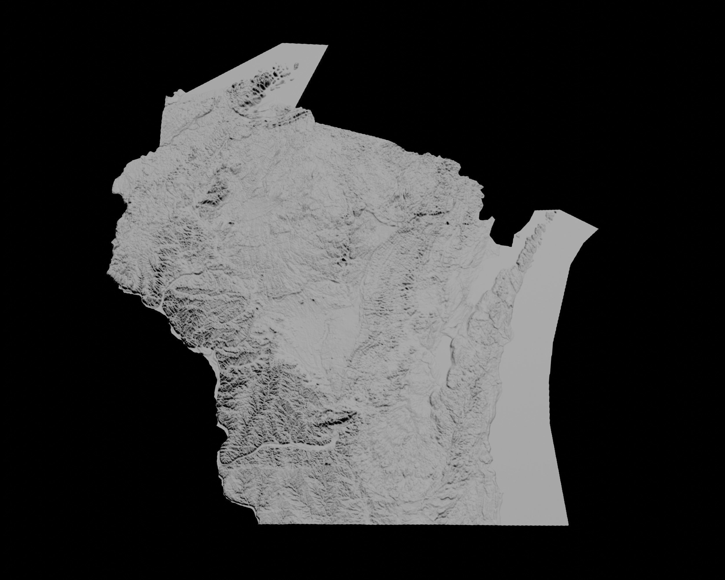 3D Topographical Map of Wisconsin 3D model 3D printable | CGTrader
