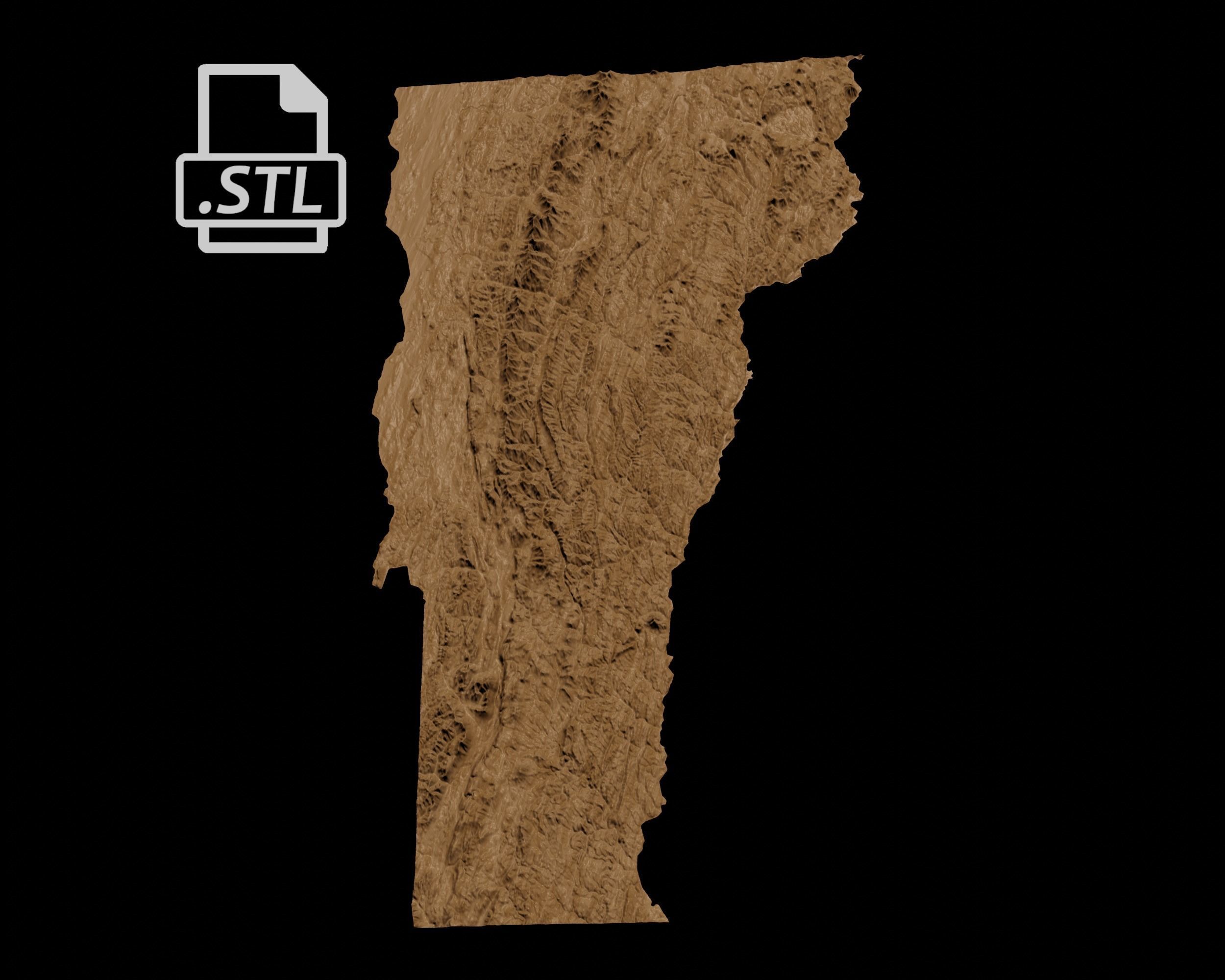 3D Topographical Map of Vermont 3D model 3D printable | CGTrader