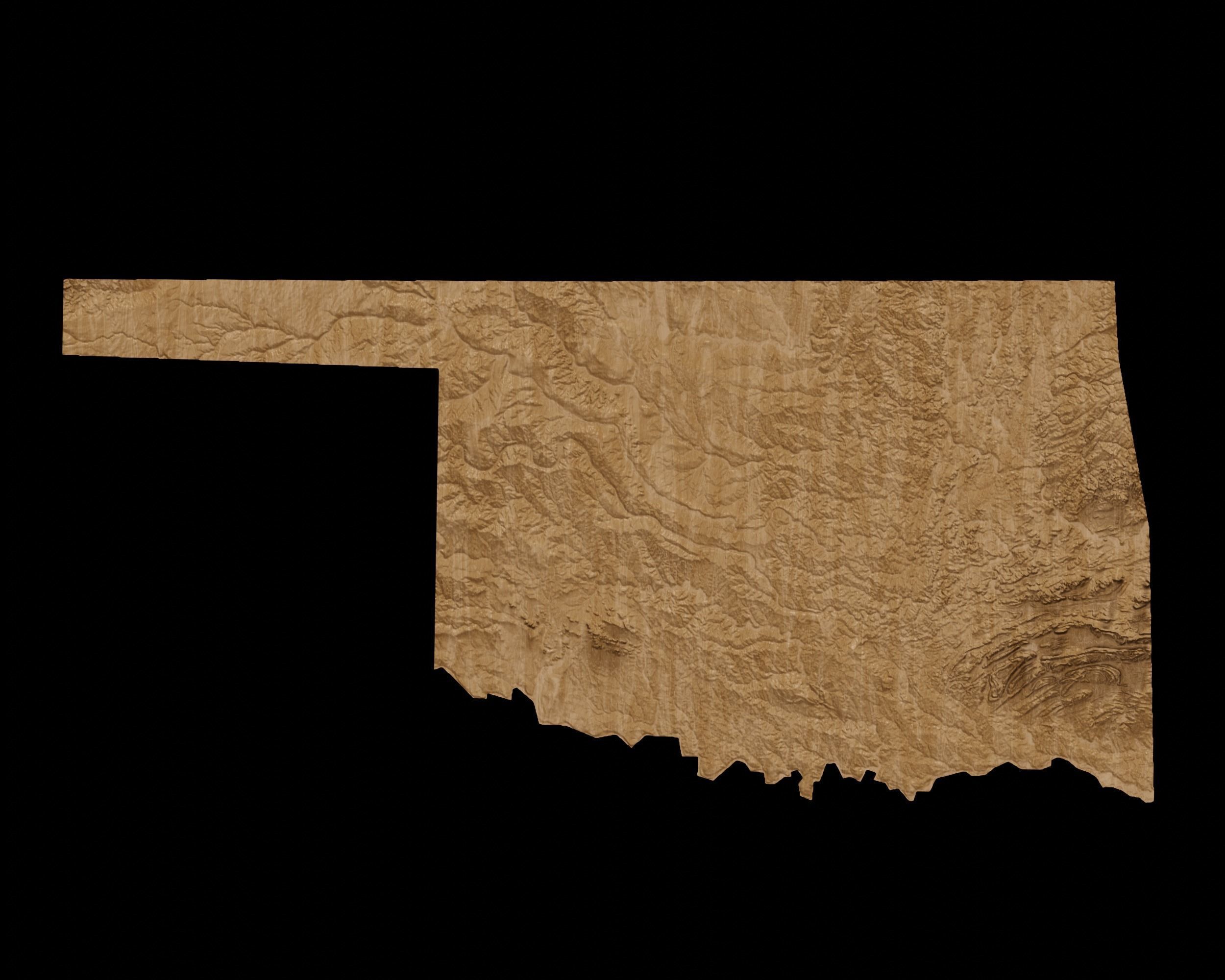 3D Topographical Map of Oklahoma 3D model 3D printable | CGTrader