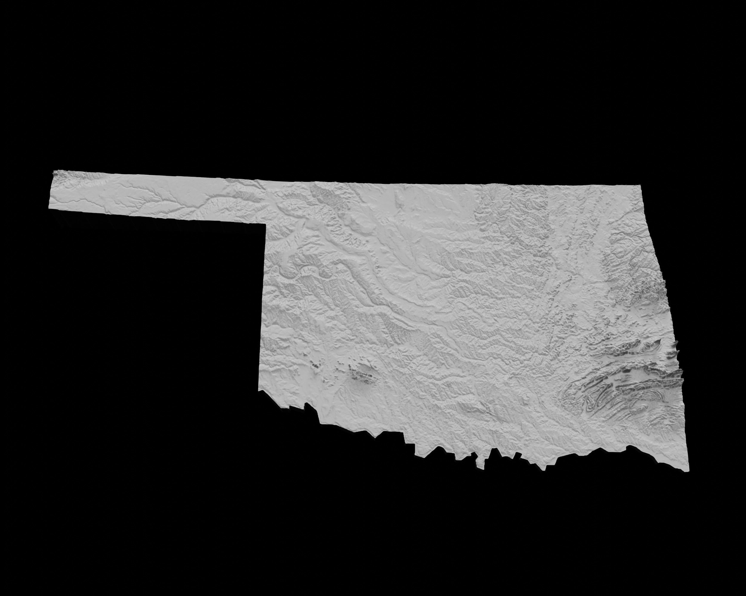 3D Topographical Map of Oklahoma 3D model 3D printable | CGTrader