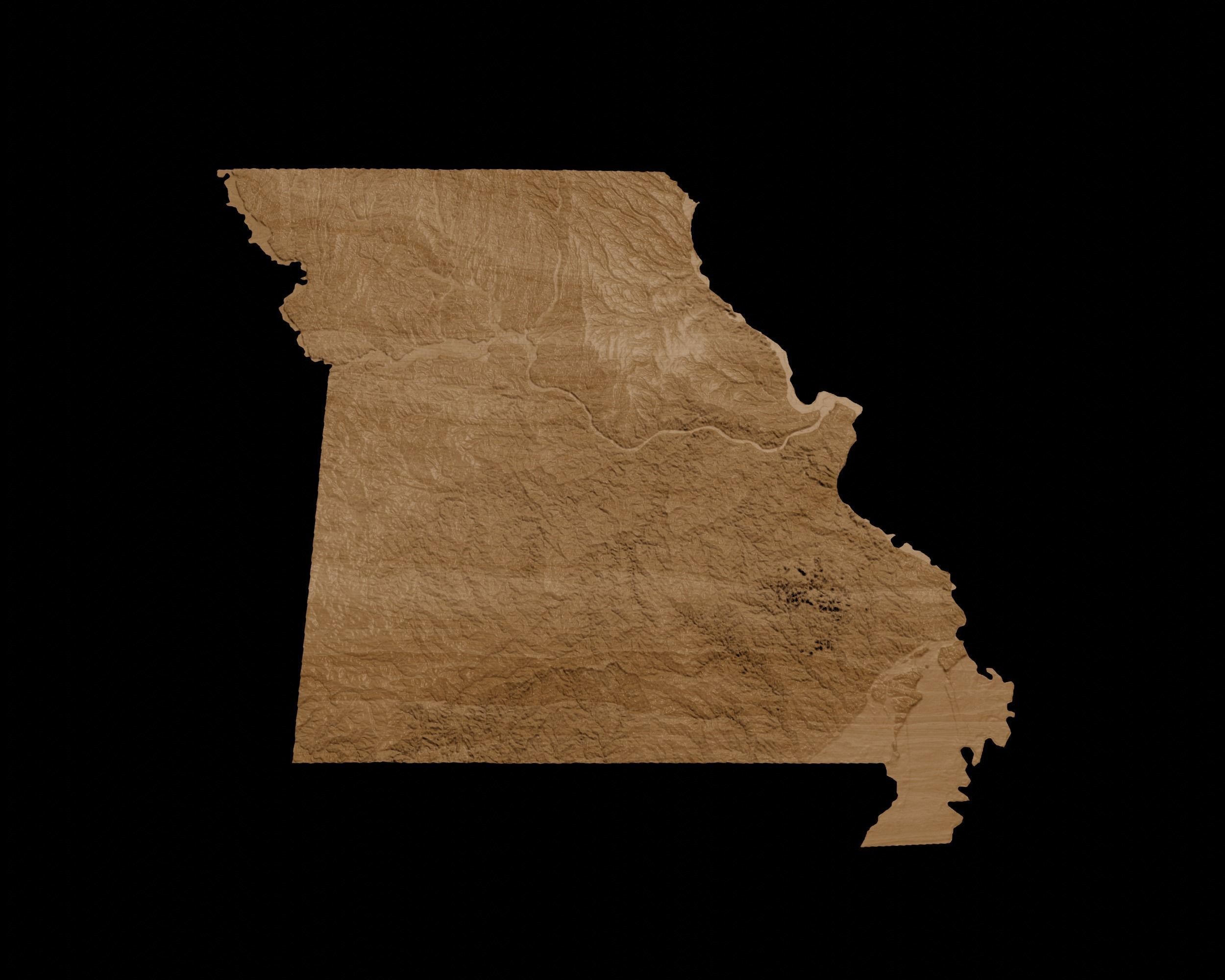 3D Topographical Map of Missouri 3D model 3D printable | CGTrader