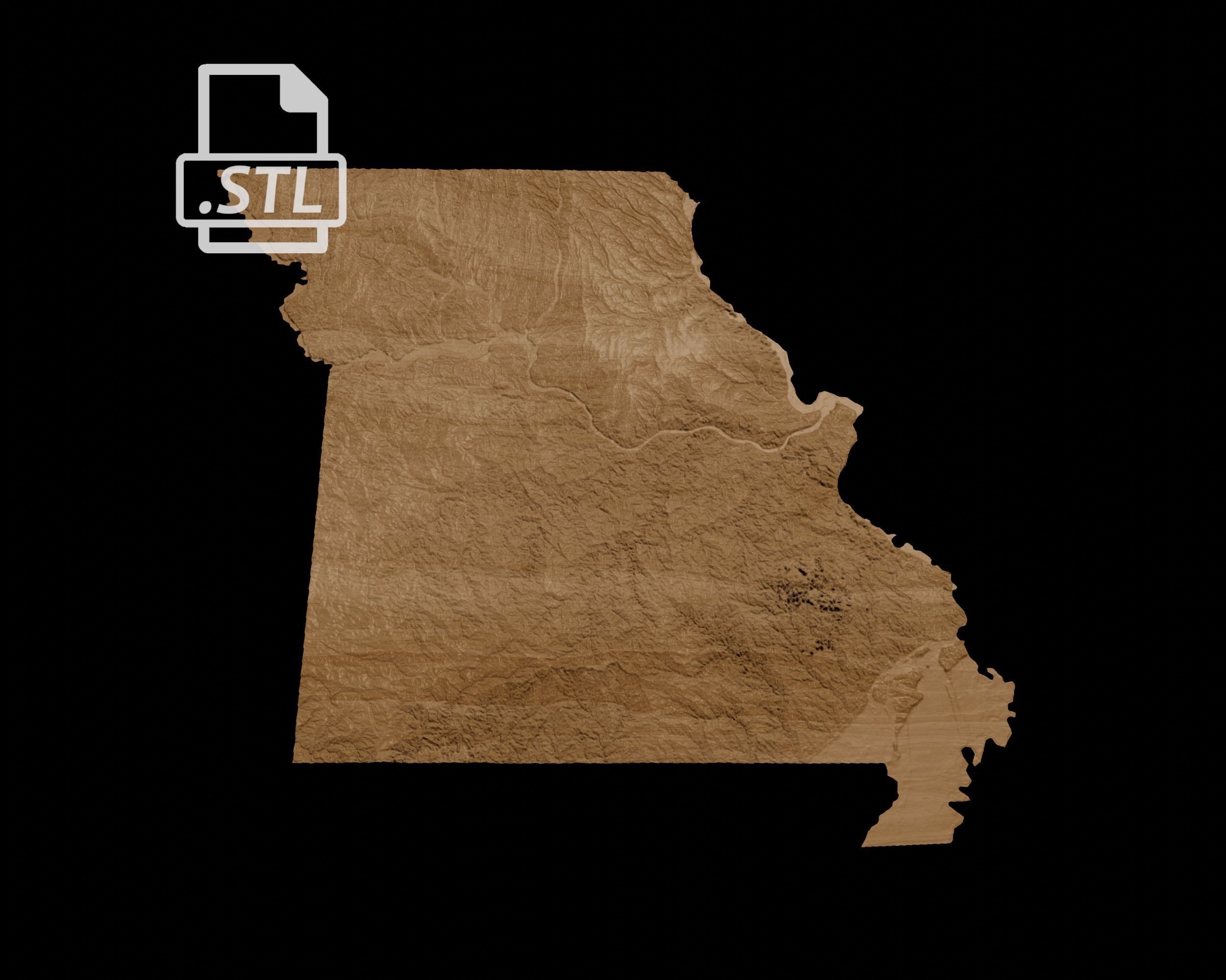 3D Topographical Map of Missouri 3D model 3D printable | CGTrader