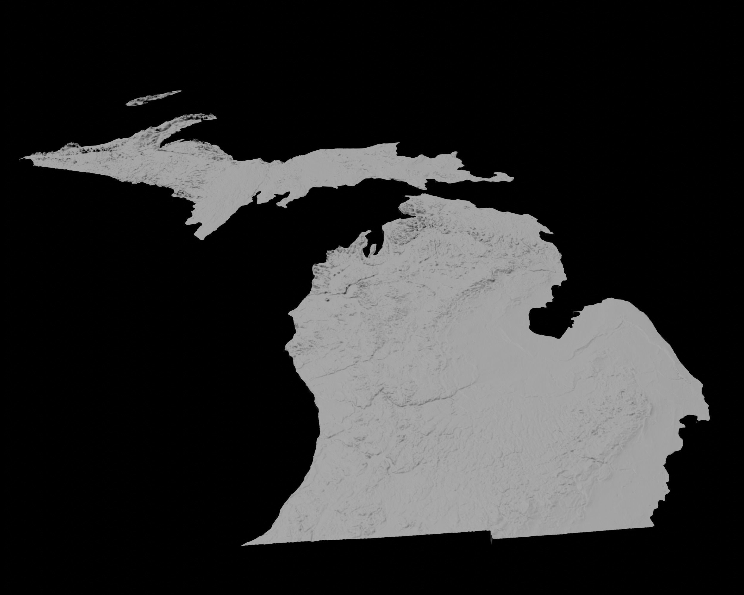 3D Topographical Map of Michigan 3D model 3D printable | CGTrader