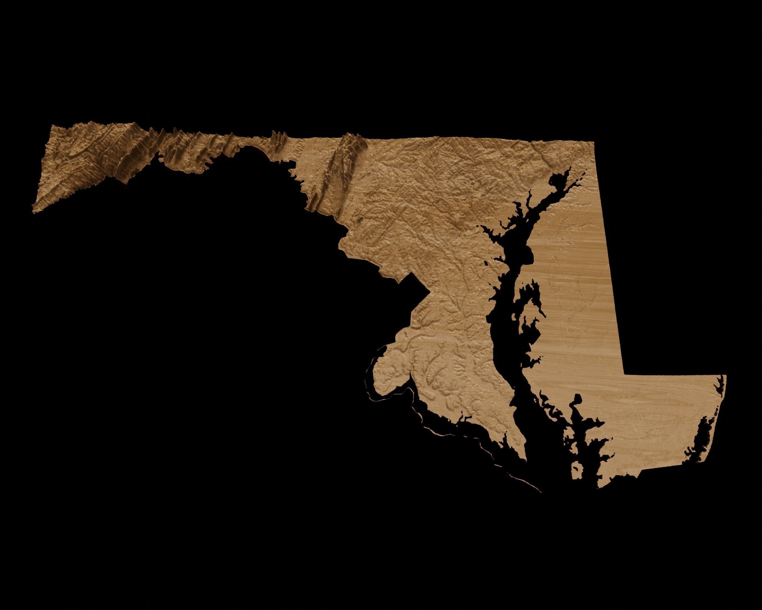 3D Topographical Map of Maryland 3D model 3D printable | CGTrader