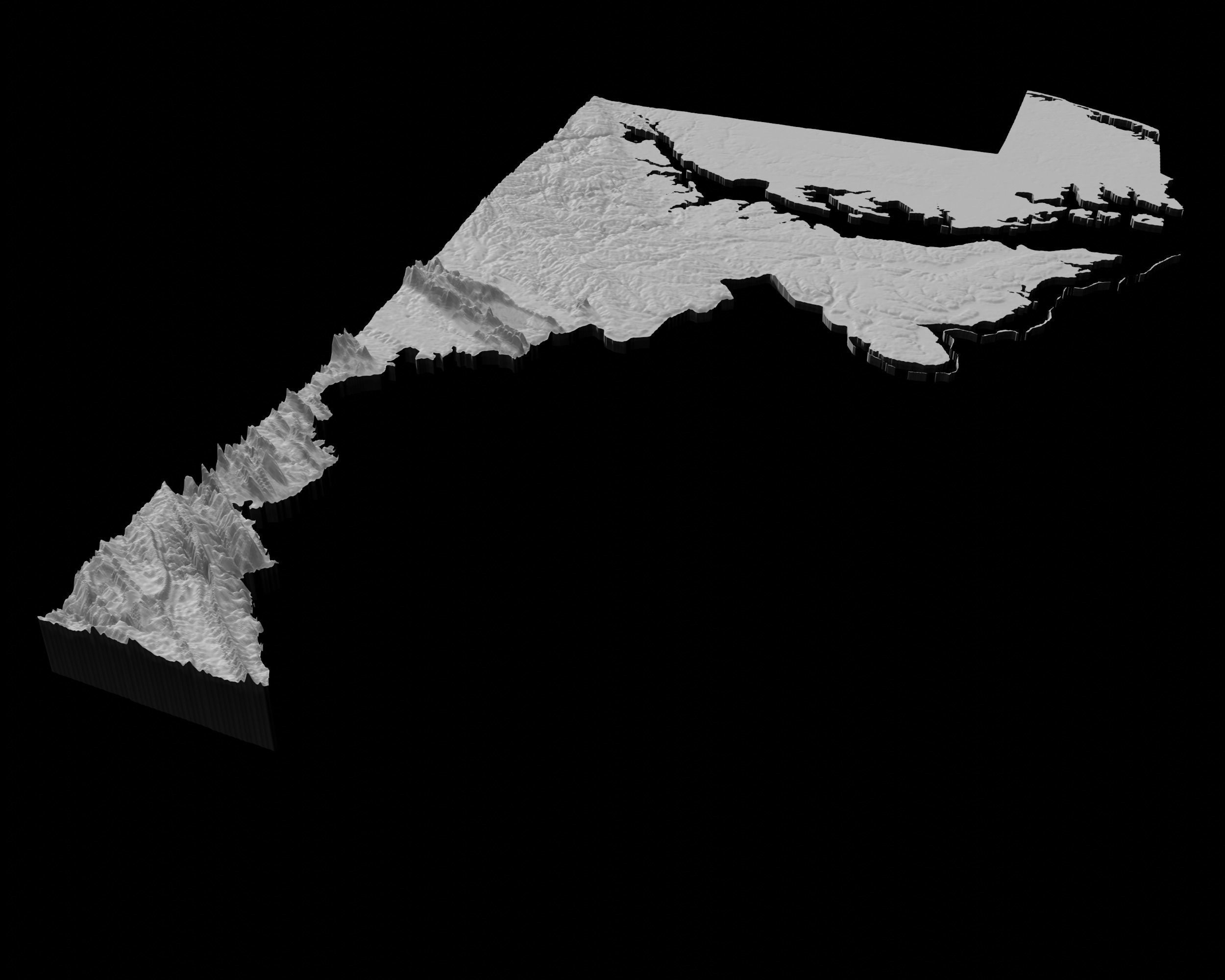 3D Topographical Map of Maryland 3D model 3D printable | CGTrader