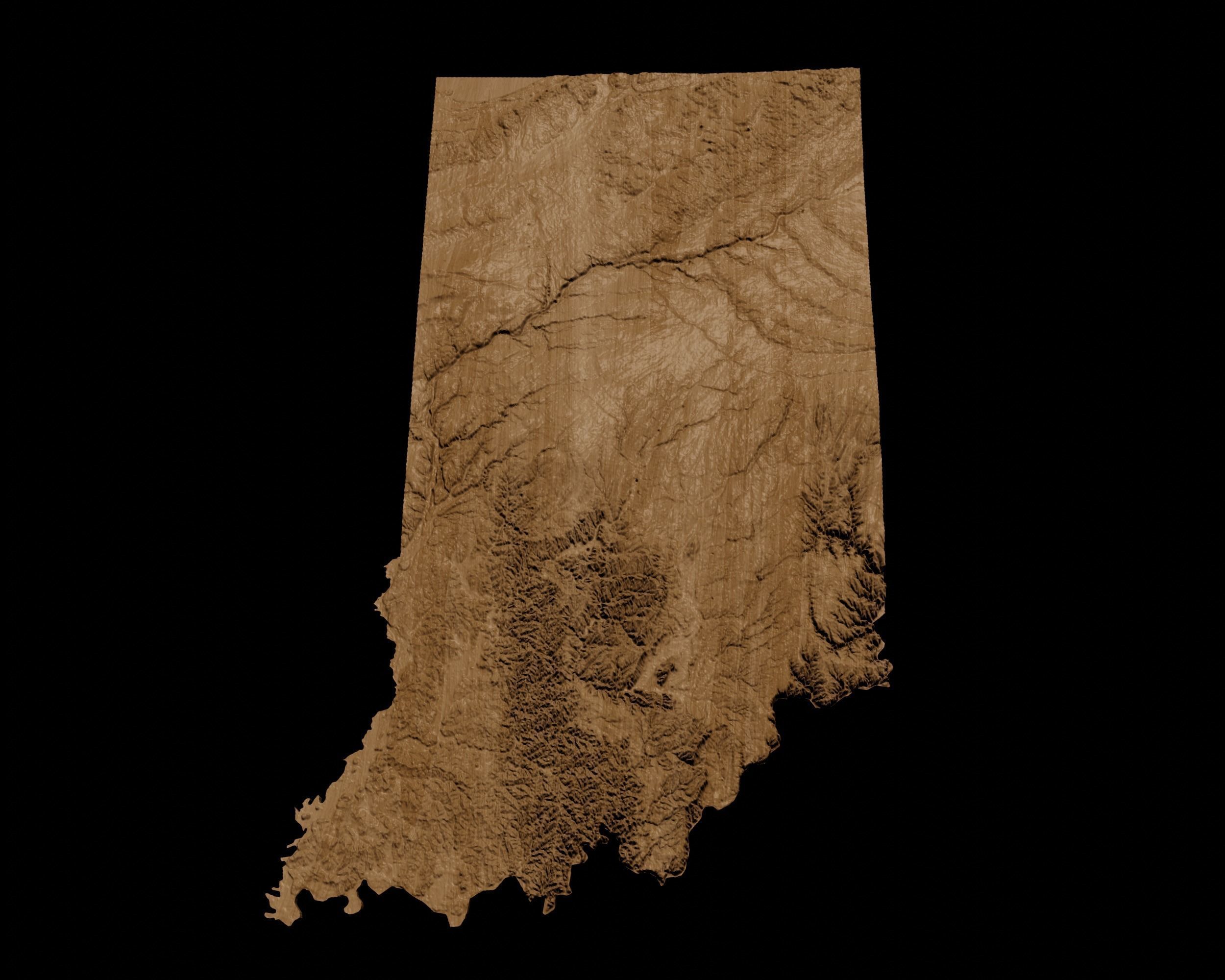 3D Topographical Map of Indiana 3D model 3D printable | CGTrader