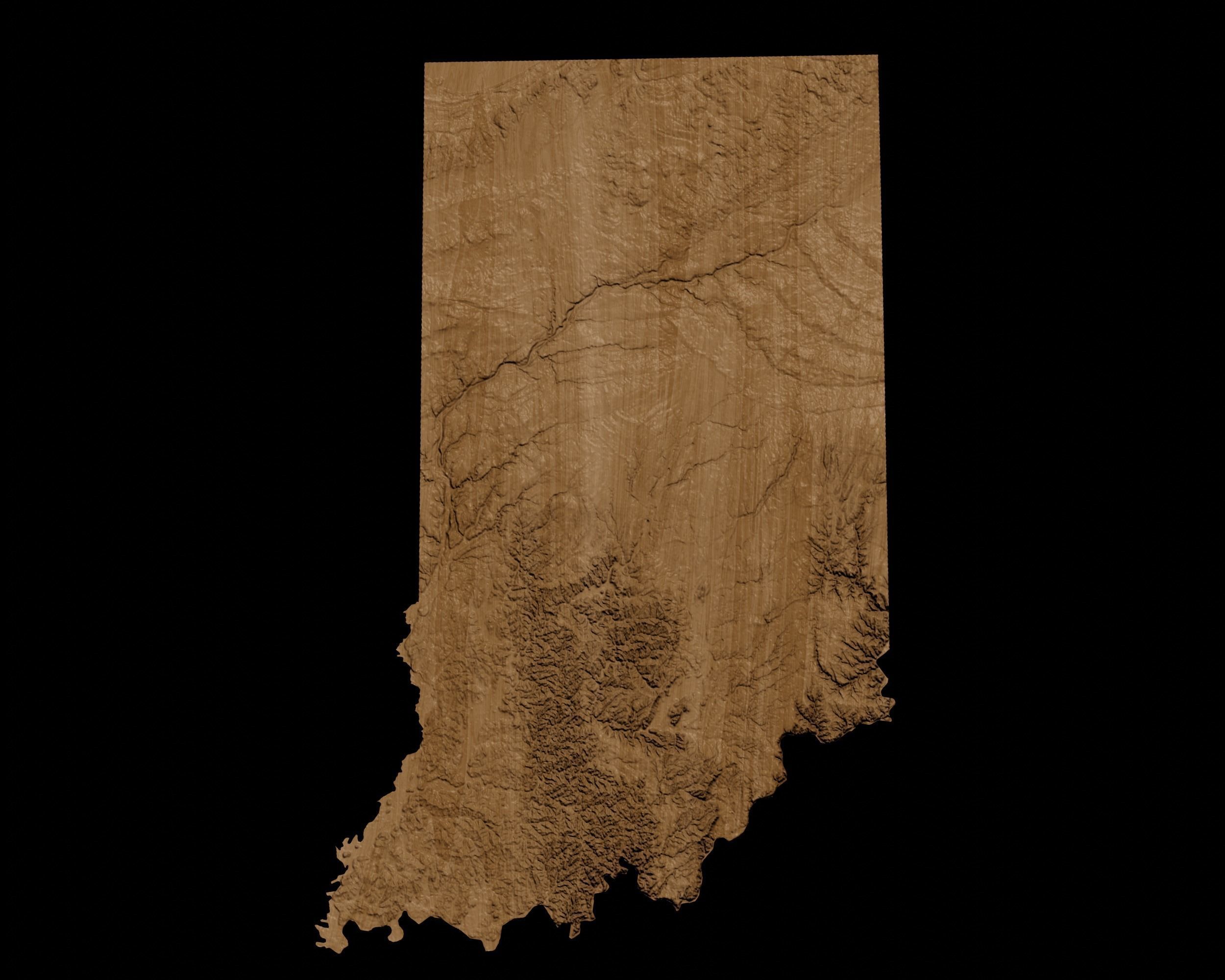 3D Topographical Map of Indiana 3D model 3D printable | CGTrader