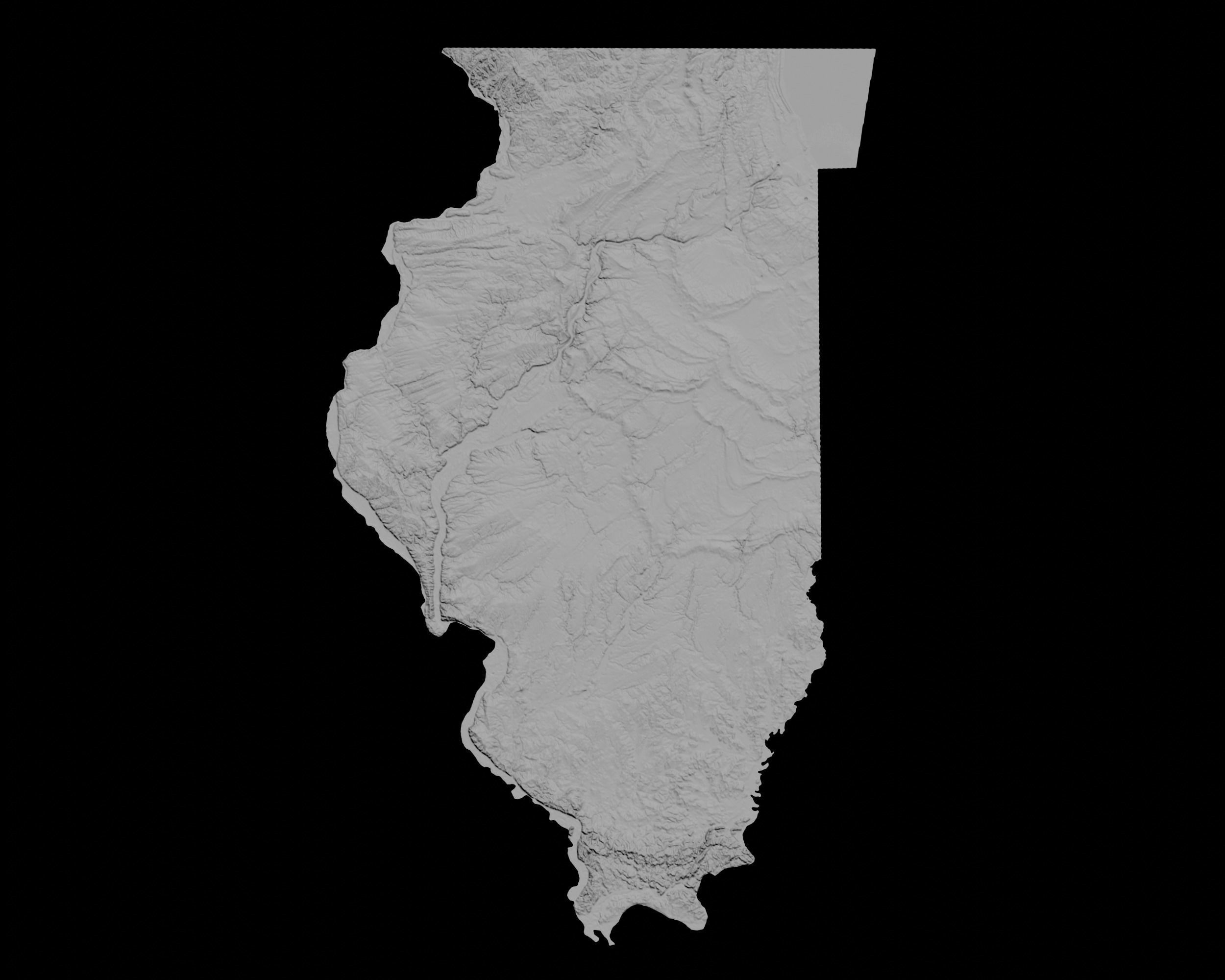 3D Topographical Map of Illinois 3D model 3D printable | CGTrader