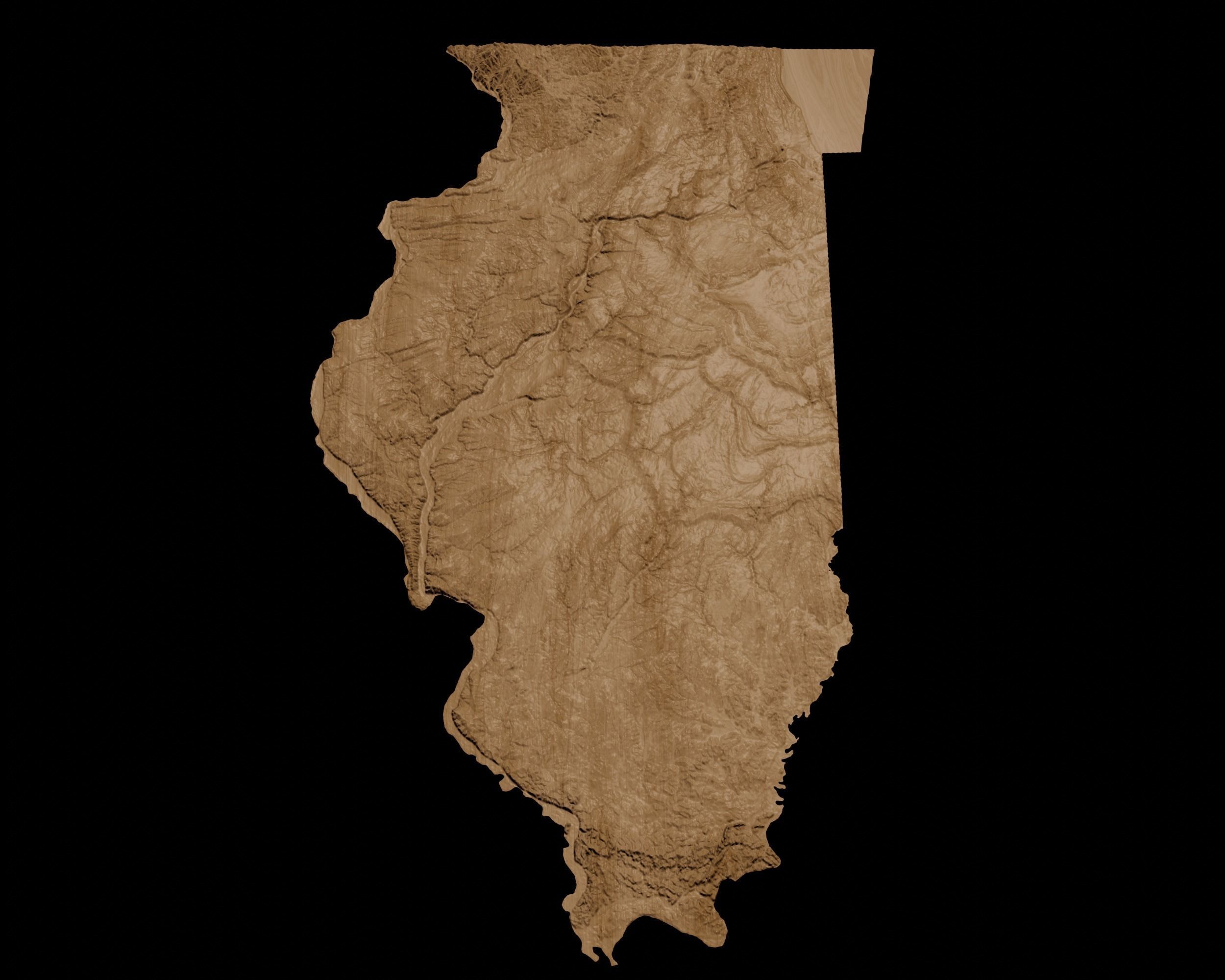 3D Topographical Map of Illinois 3D model 3D printable | CGTrader
