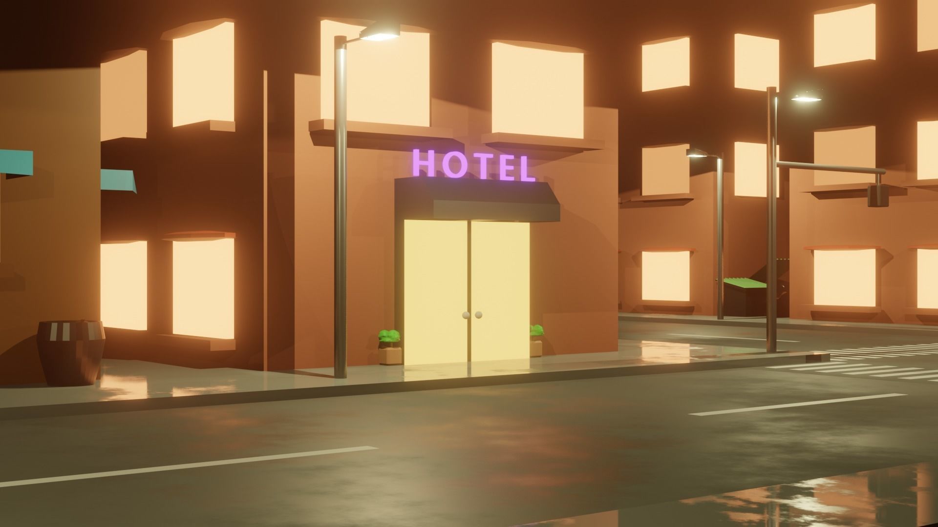 LOW POLY NEON TOWN free VR / AR / low-poly 3D model | CGTrader