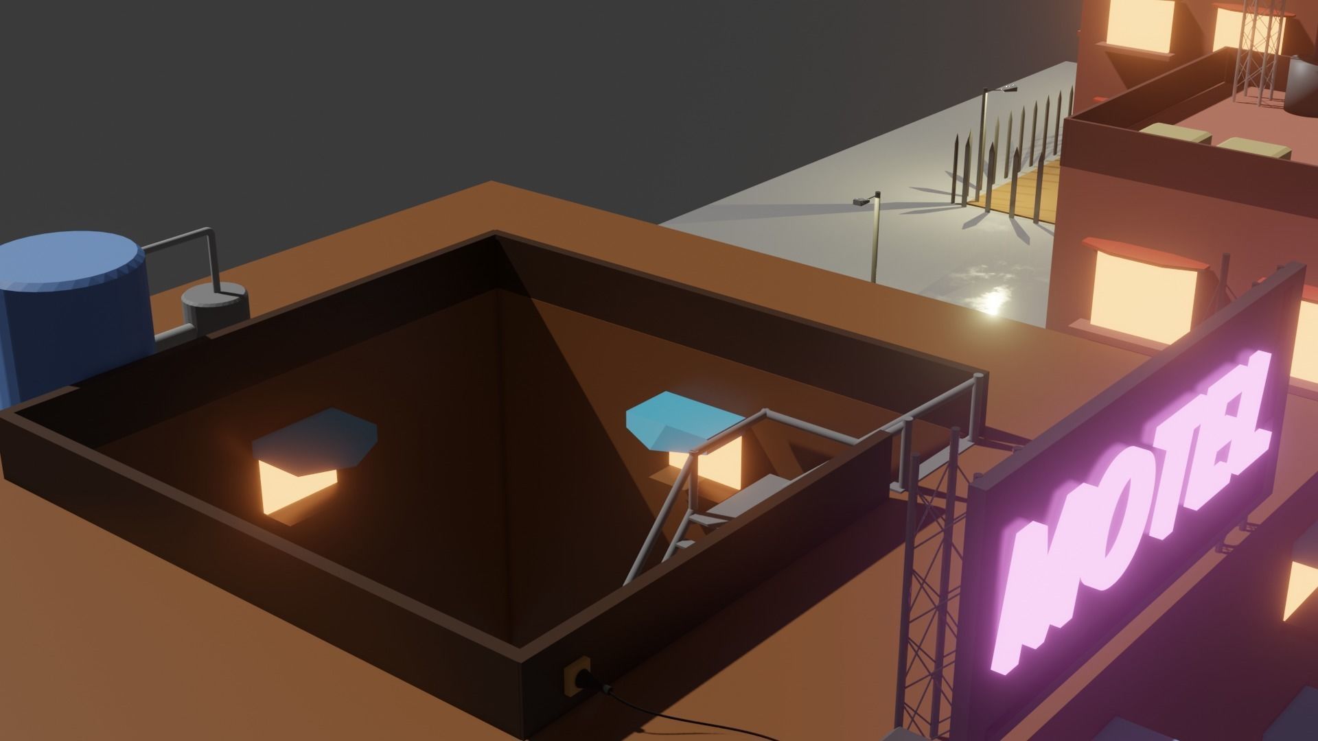 LOW POLY NEON TOWN free VR / AR / low-poly 3D model | CGTrader