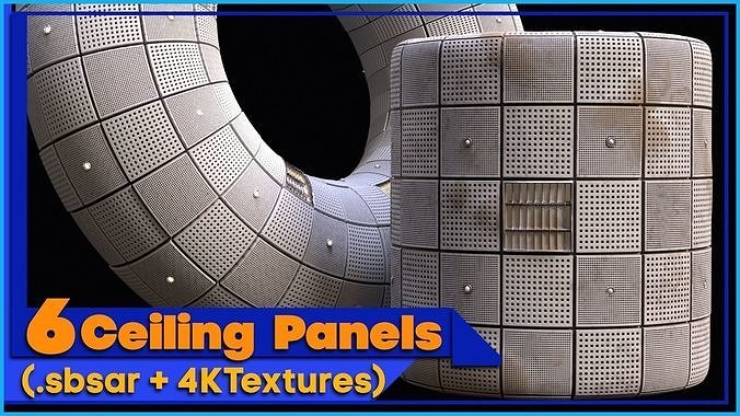 6 Ceiling Panels SBSAR - 4K Textures 3D model | CGTrader