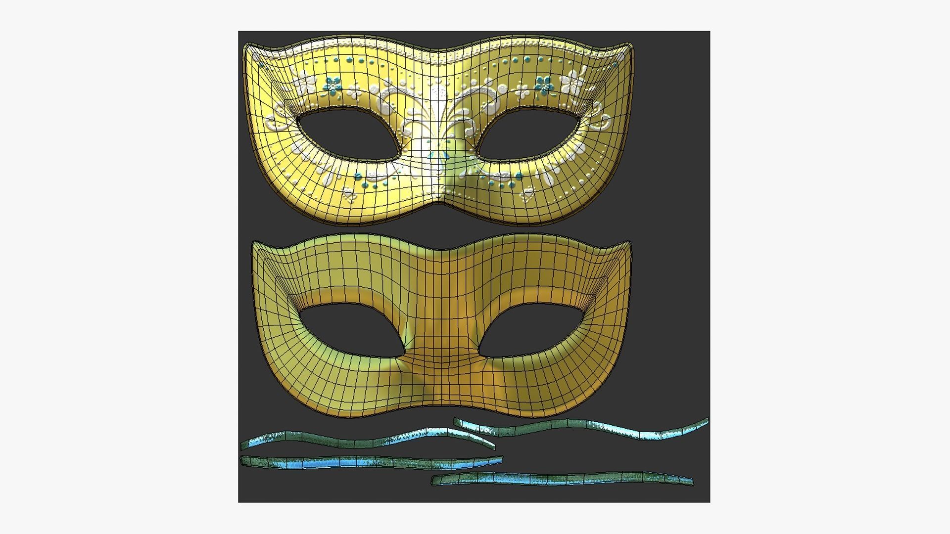 3D model Carnival Mask C05 Golden - Costume Character Design VR / AR ...