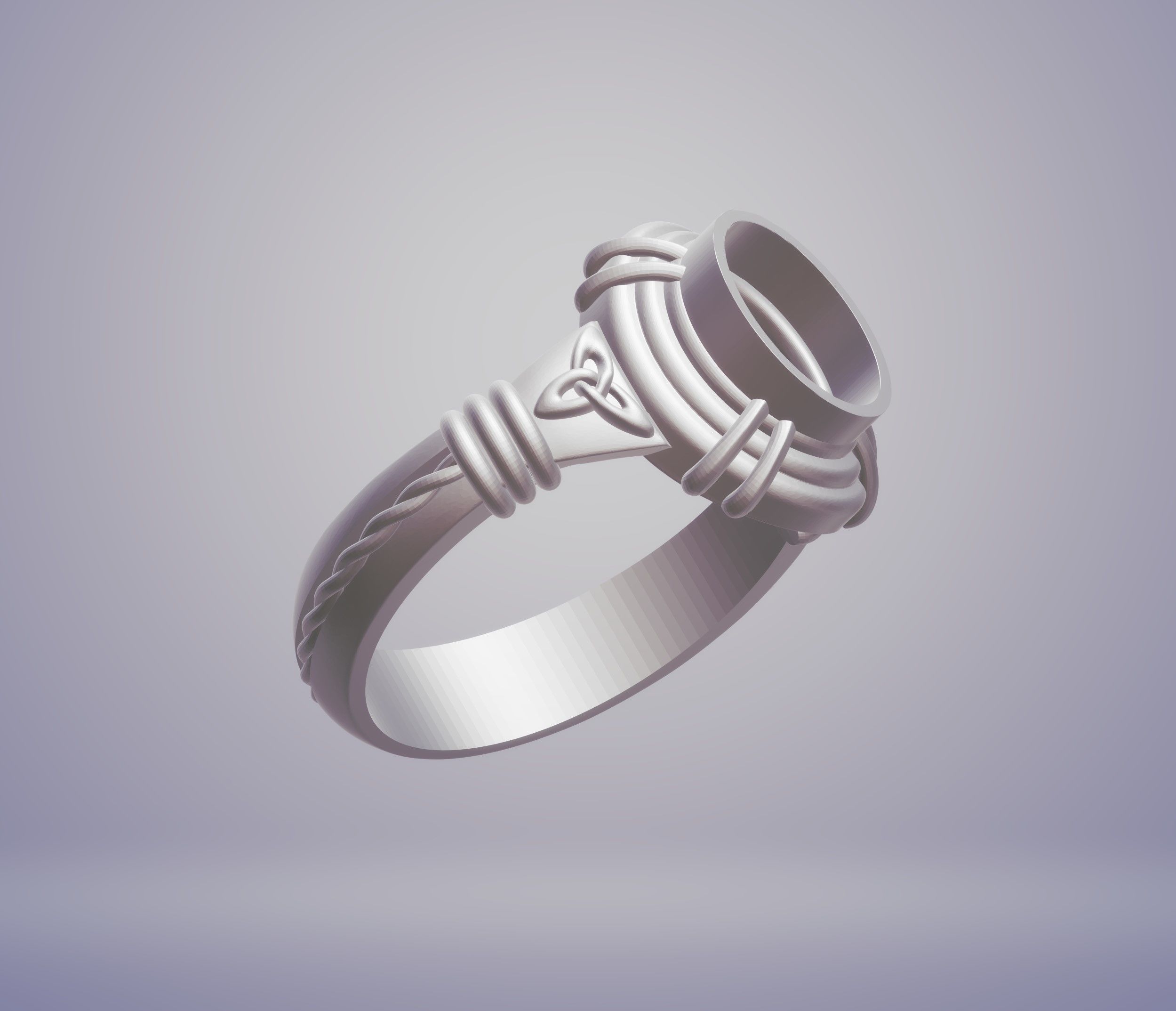 Ring for cabochon-Celtic knot Trinity-3D model STL-3D printing 3D model ...