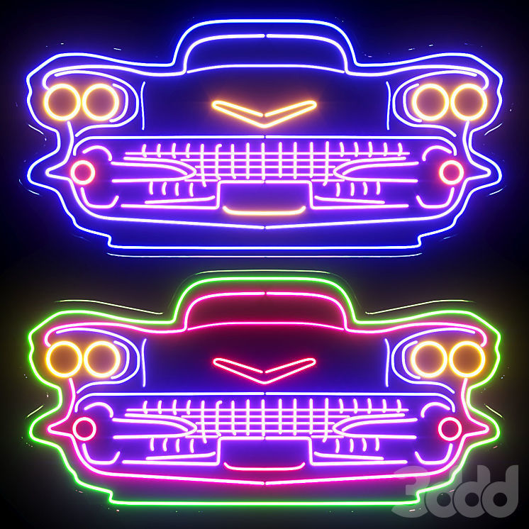 Cadillac Neon Sign 3D model | CGTrader