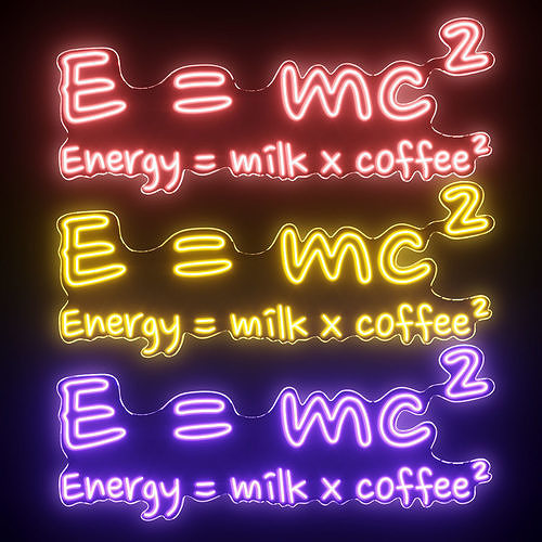 Energy Milk Coffee Neon Sign 3D model | CGTrader