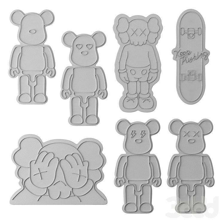 Kaws Bearbrick Skate Neon Signs 3D model | CGTrader