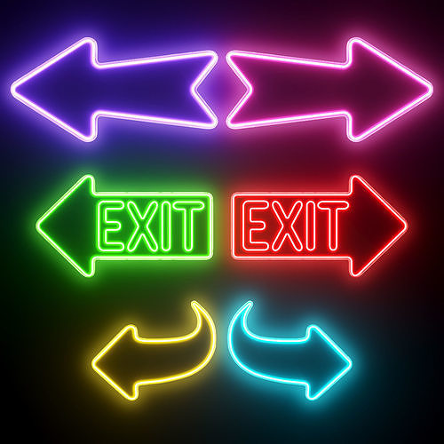 Exit Neon Signs 3D model | CGTrader