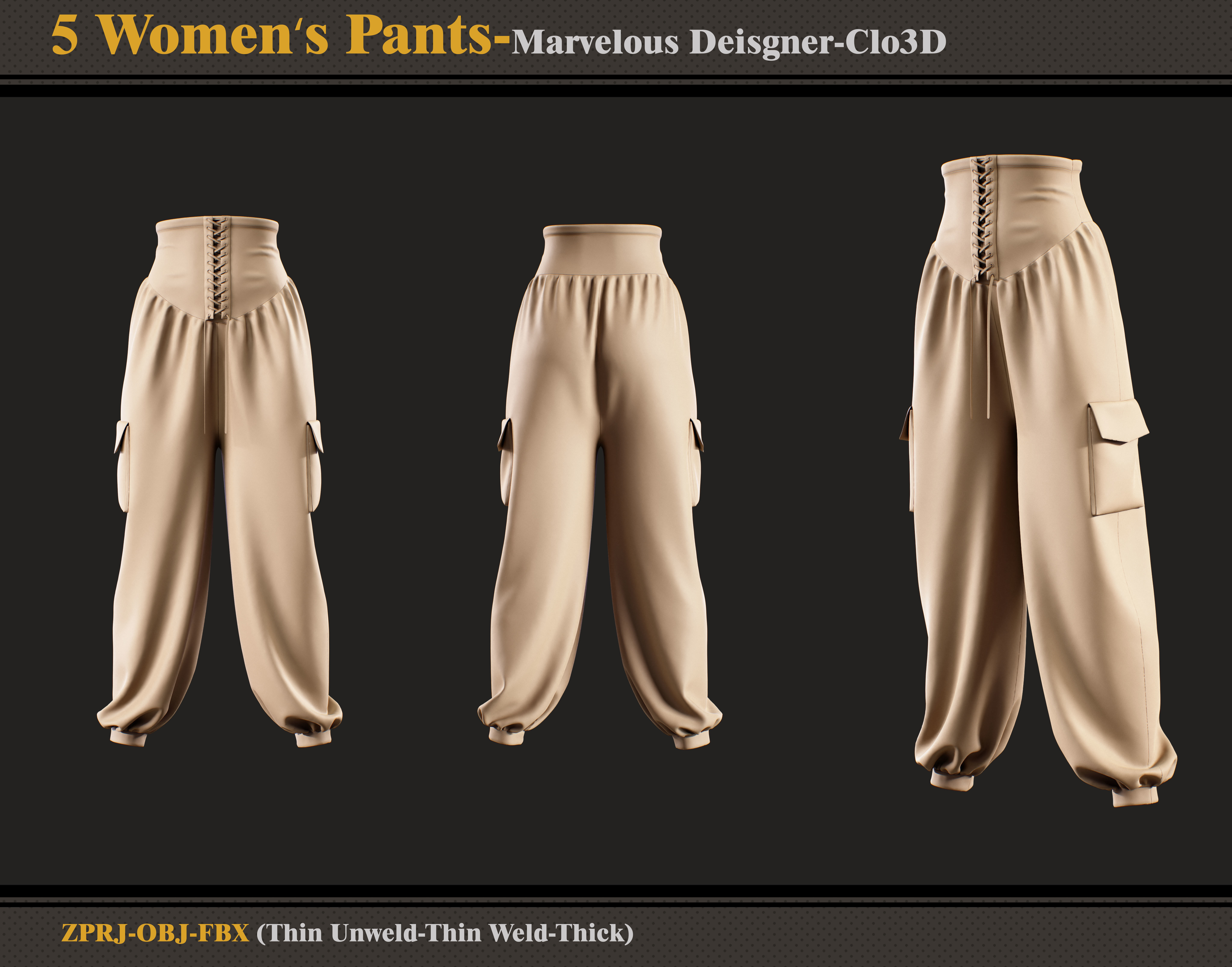 5 Women Pants-MD-Clo3D - FBX - OBJ 3D model | CGTrader
