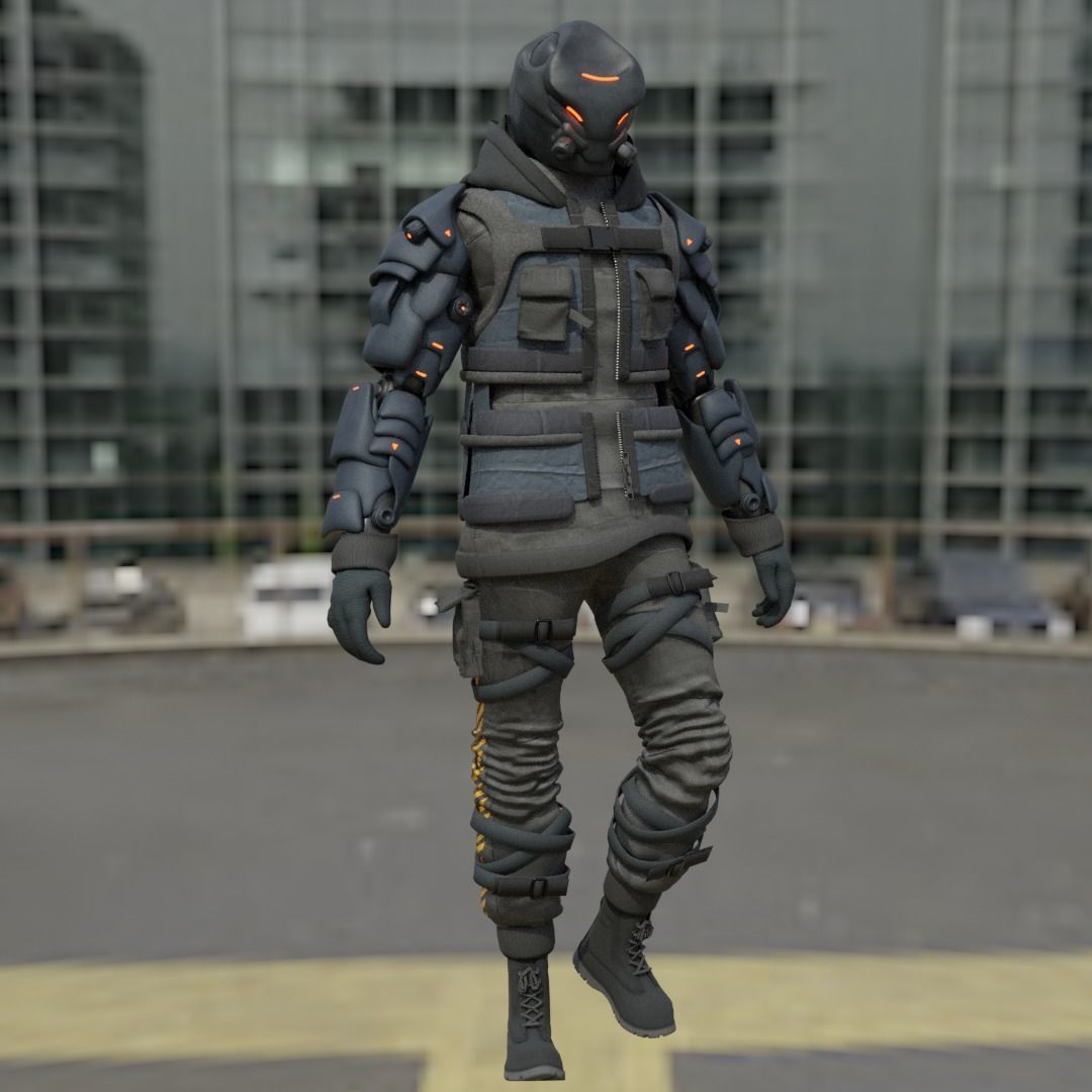 Cyberpunk Character Cyber Trooper 3D model rigged | CGTrader
