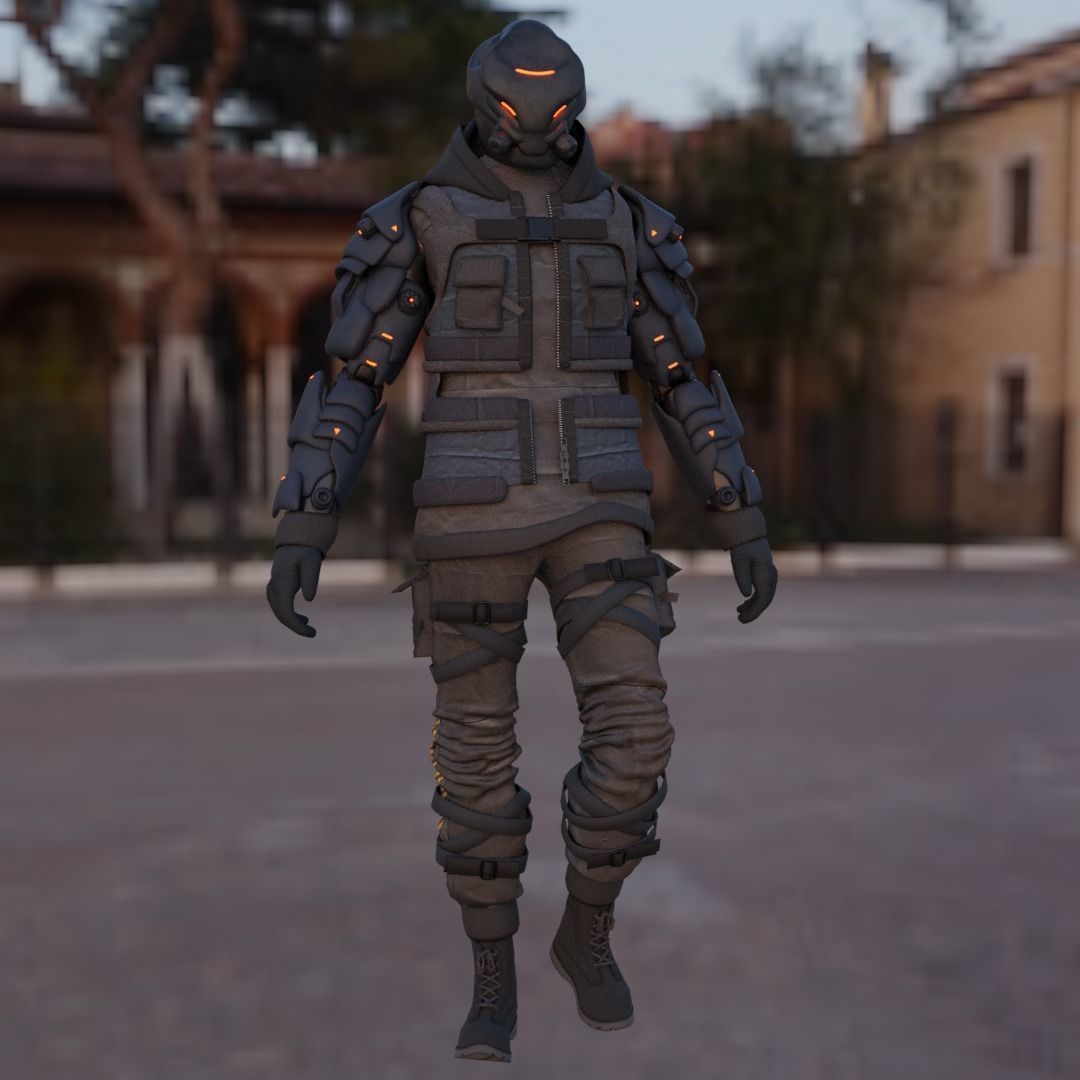 Cyberpunk Character Cyber Trooper 3D model rigged | CGTrader