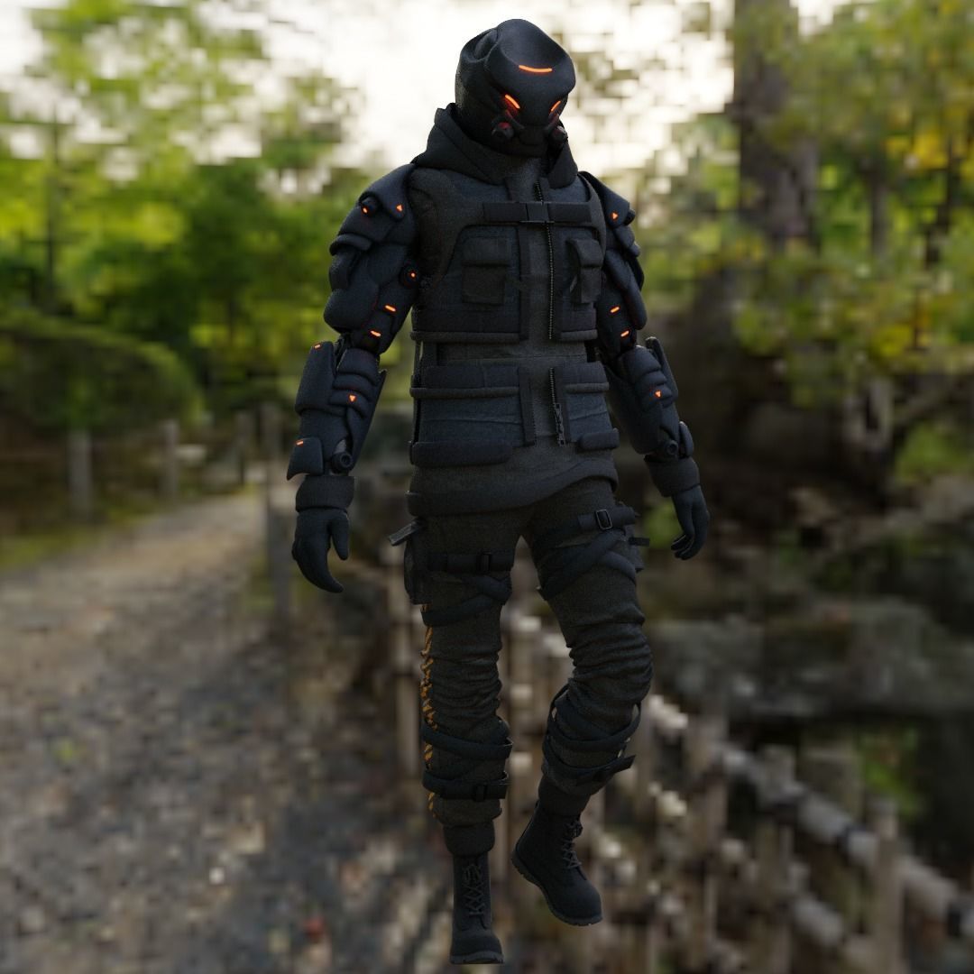 Cyberpunk Character Cyber Trooper 3D model rigged | CGTrader