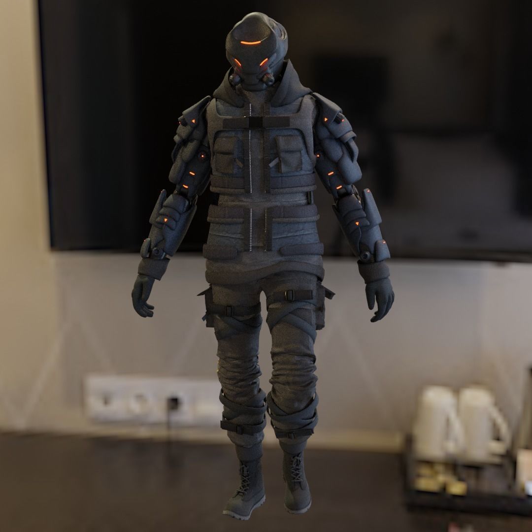 Cyberpunk Character Cyber Trooper 3D model rigged | CGTrader