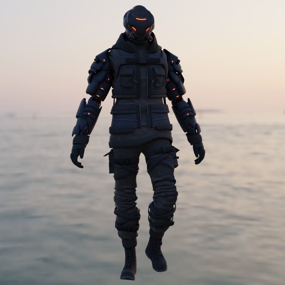 Cyberpunk Character Cyber Trooper 3D model rigged | CGTrader