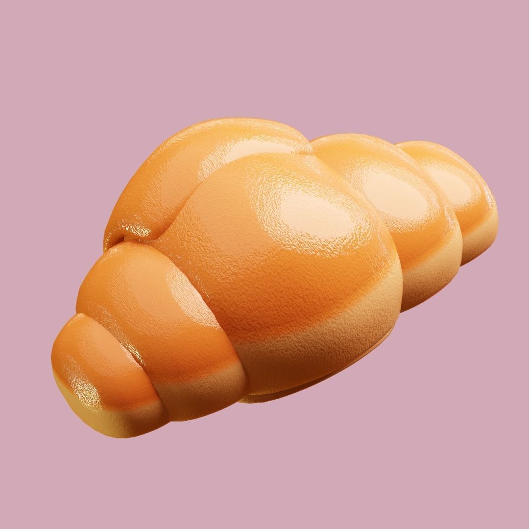 3D model croissant cafe pastry bread - Low Poly 3D icon VR / AR / low ...