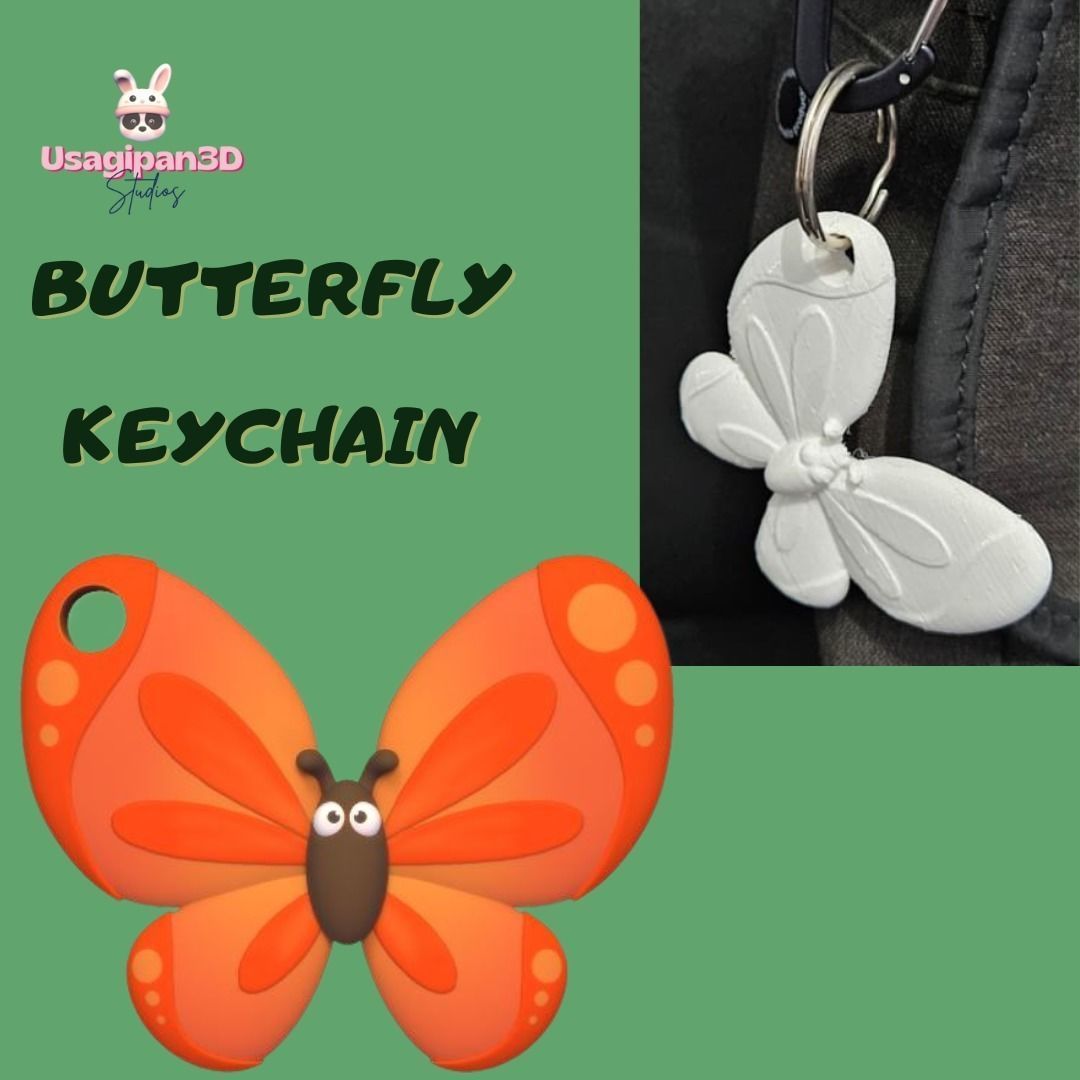 Butterfly Keychain 3D model 3D printable | CGTrader