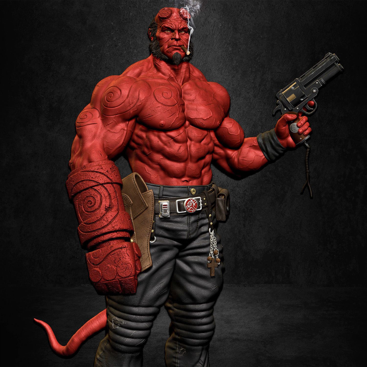 Detailed Hellboy Statue 3D model 3D printable | CGTrader