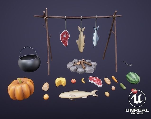 3D model Stylized Medieval Foods VR / AR / low-poly | CGTrader