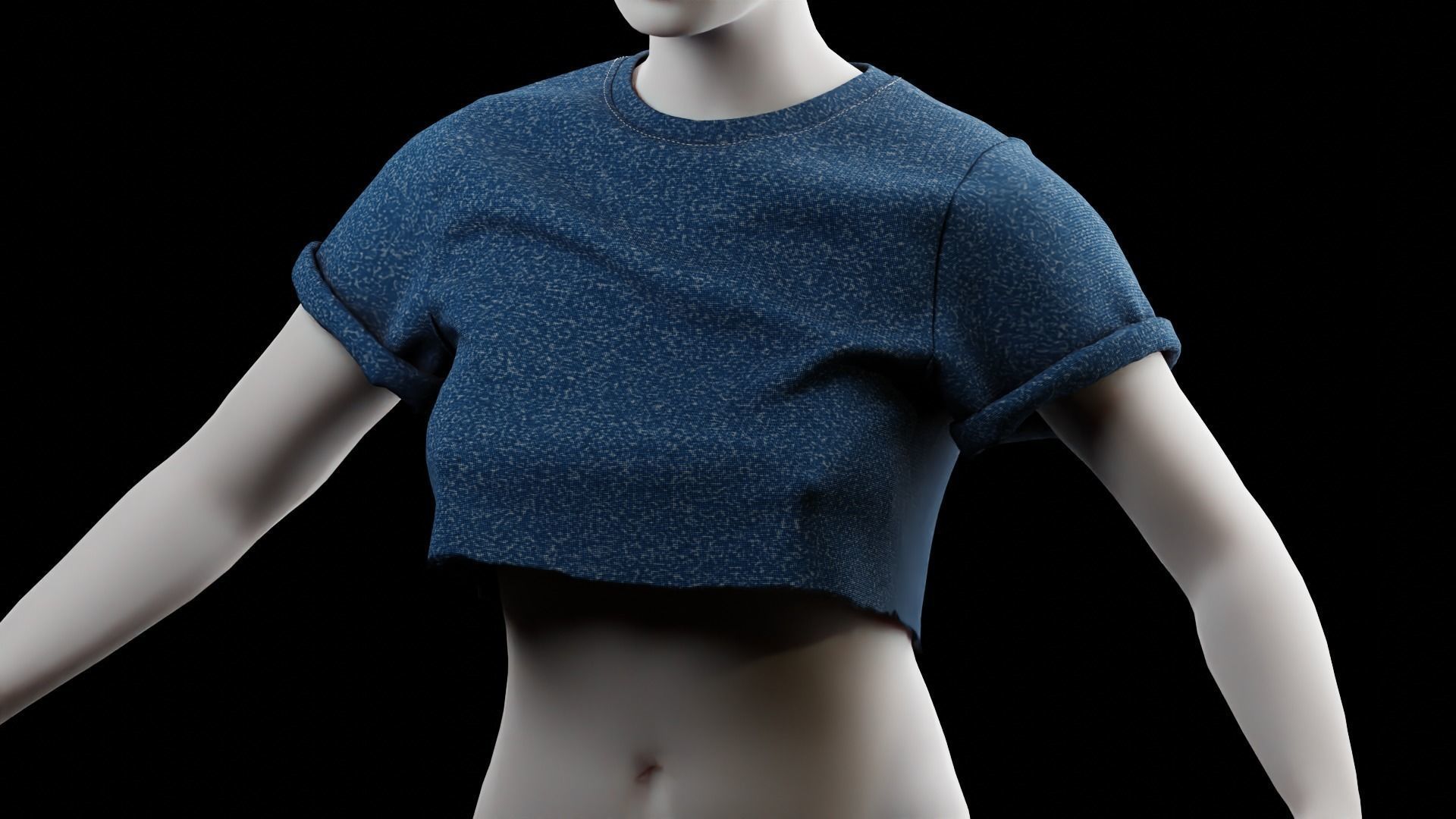Crop Top Rolled Up Sleeve free 3D model | CGTrader