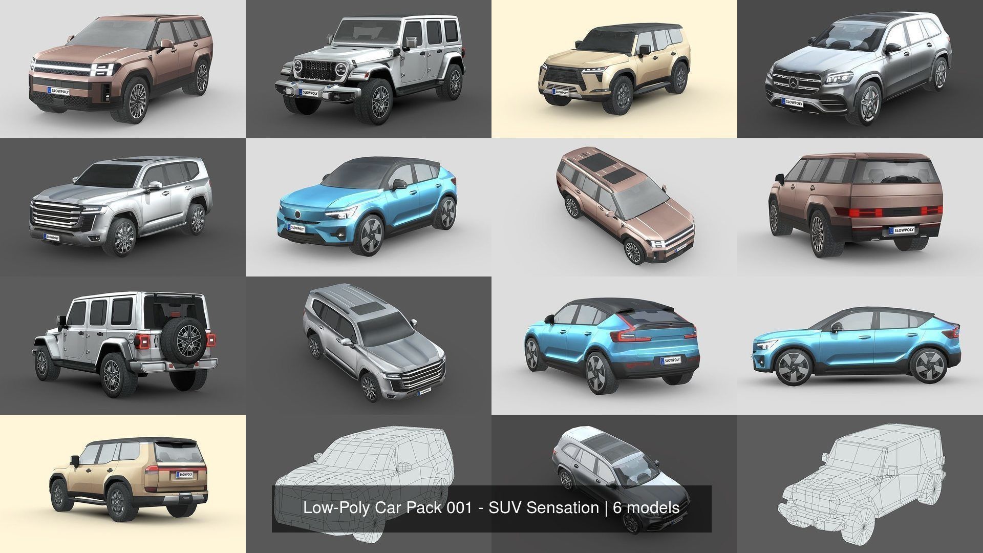 3D Model Collection Low-Poly Car Pack 001 - SUV Sensation VR / AR / low ...