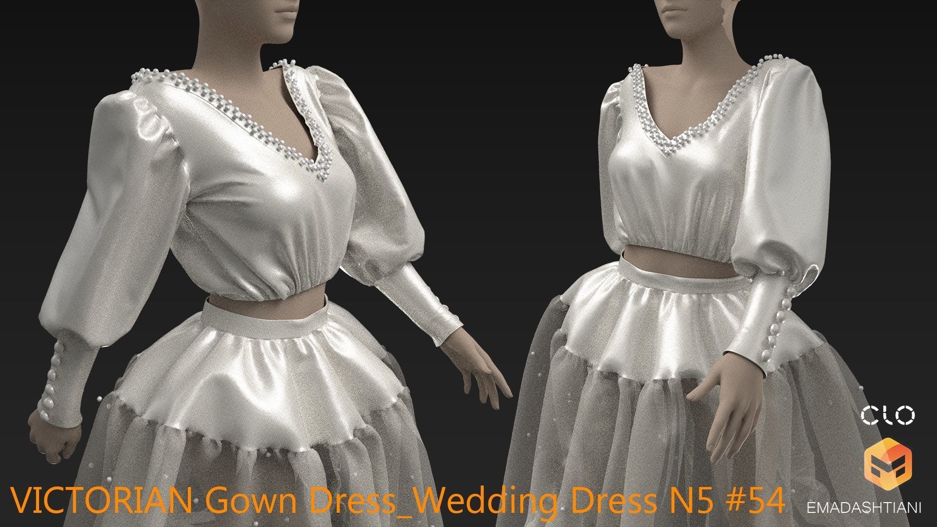 VICTORIAN Wedding Dress N5 54 MD-CLO3D ZPRJ FBX OBJ MTL 3D model 3D ...