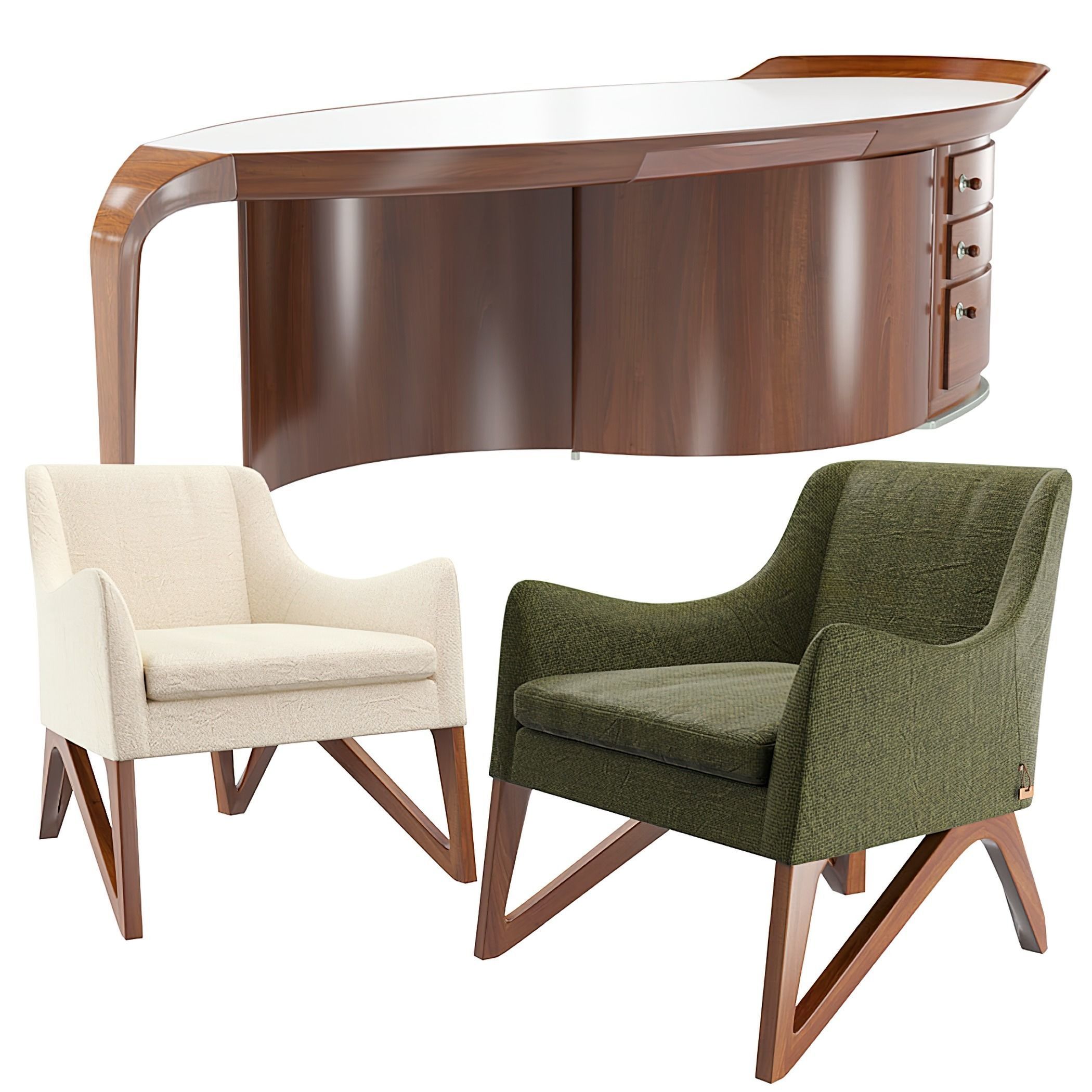 and office combination chair desk 3D model | CGTrader