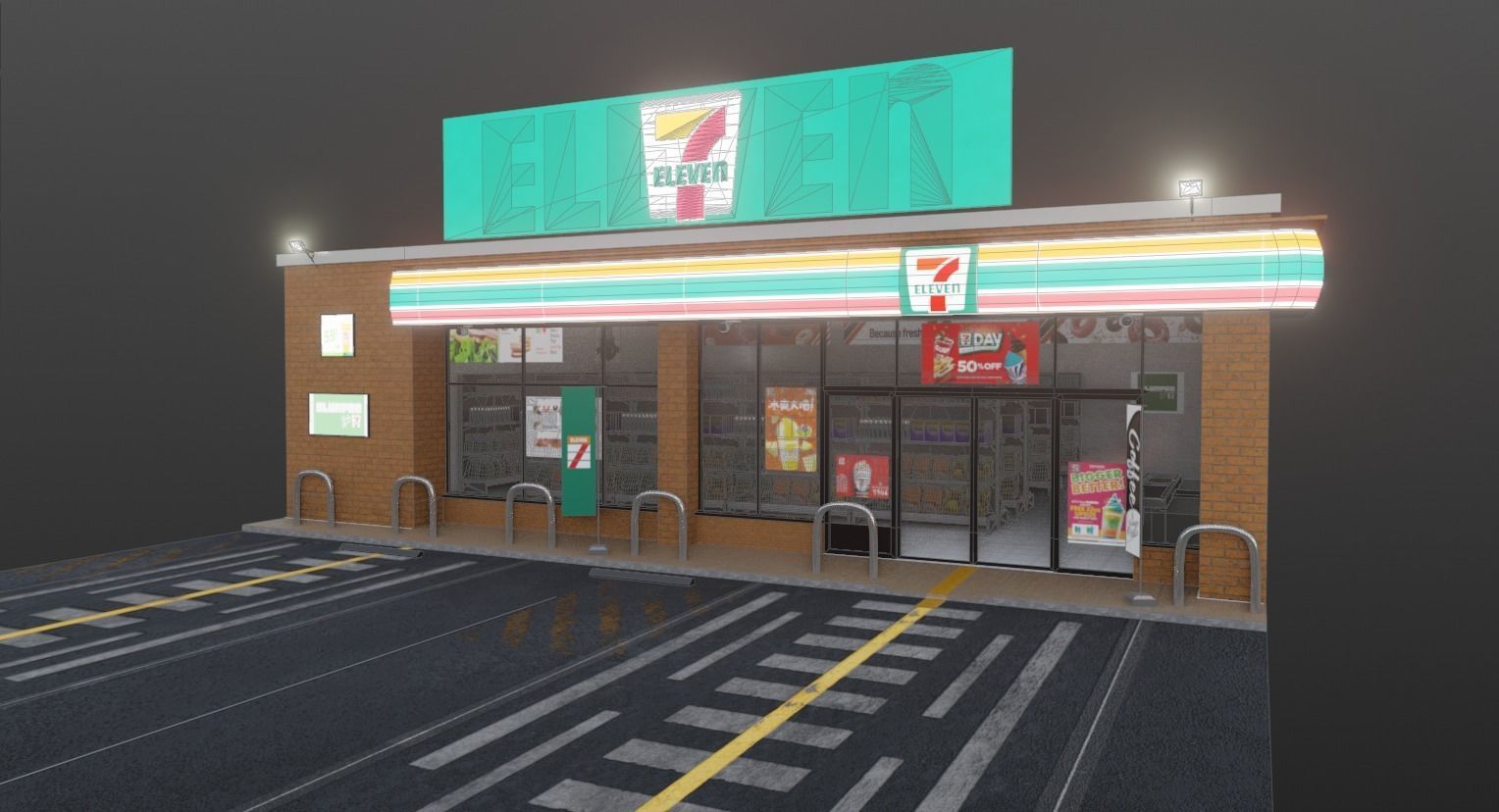 3D model 7eleven store VR / AR / low-poly | CGTrader