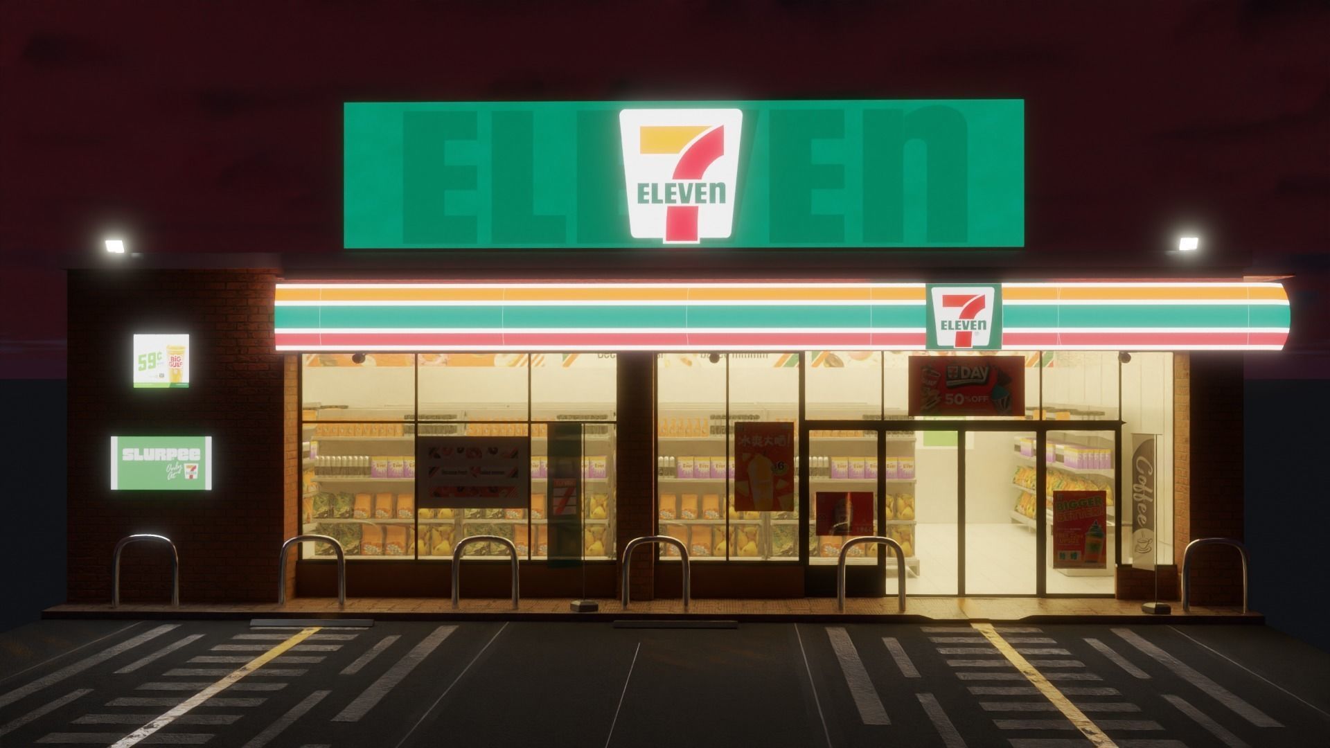 3D model 7eleven store VR / AR / low-poly | CGTrader
