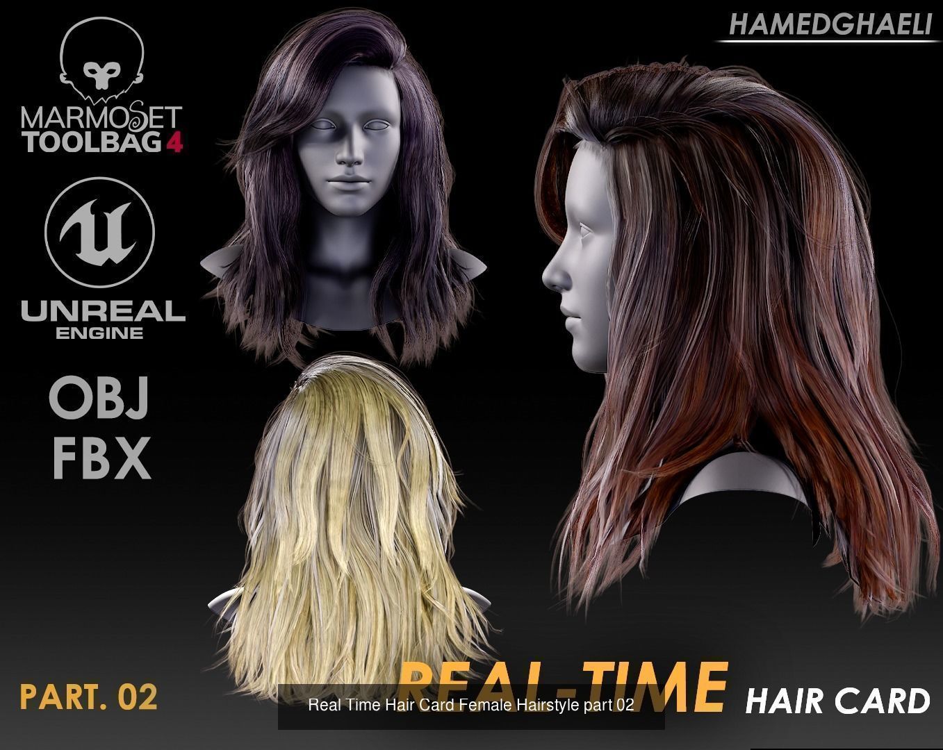 3D Model Collection 12 High Quality Real Time Hair Cards Male and ...