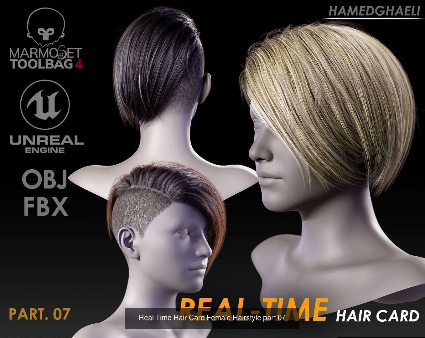3D Model Collection 12 High Quality Real Time Hair Cards Male and ...