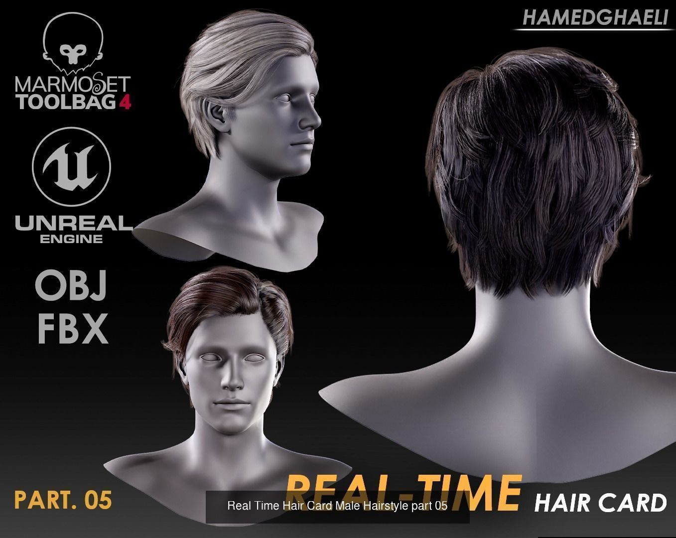 3D Model Collection 12 High Quality Real Time Hair Cards Male and ...