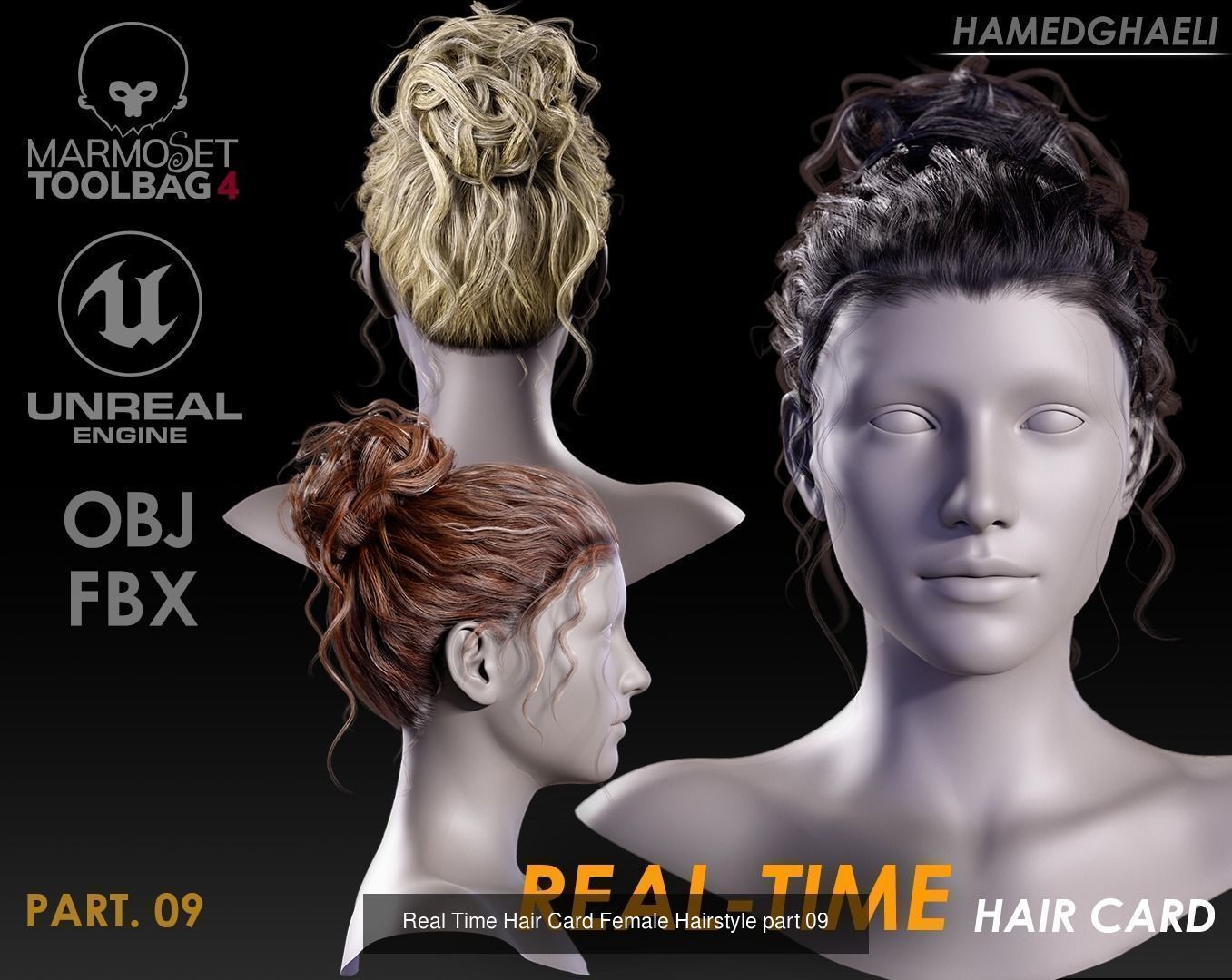 3D Model Collection 12 High Quality Real Time Hair Cards Male and ...