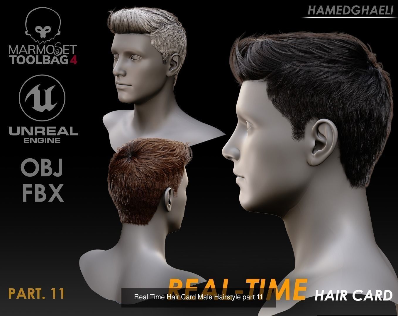 3D Model Collection 12 High Quality Real Time Hair Cards Male and ...