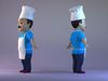Cartoon kitchen character chef Western food gourmet food chef 3D model ...