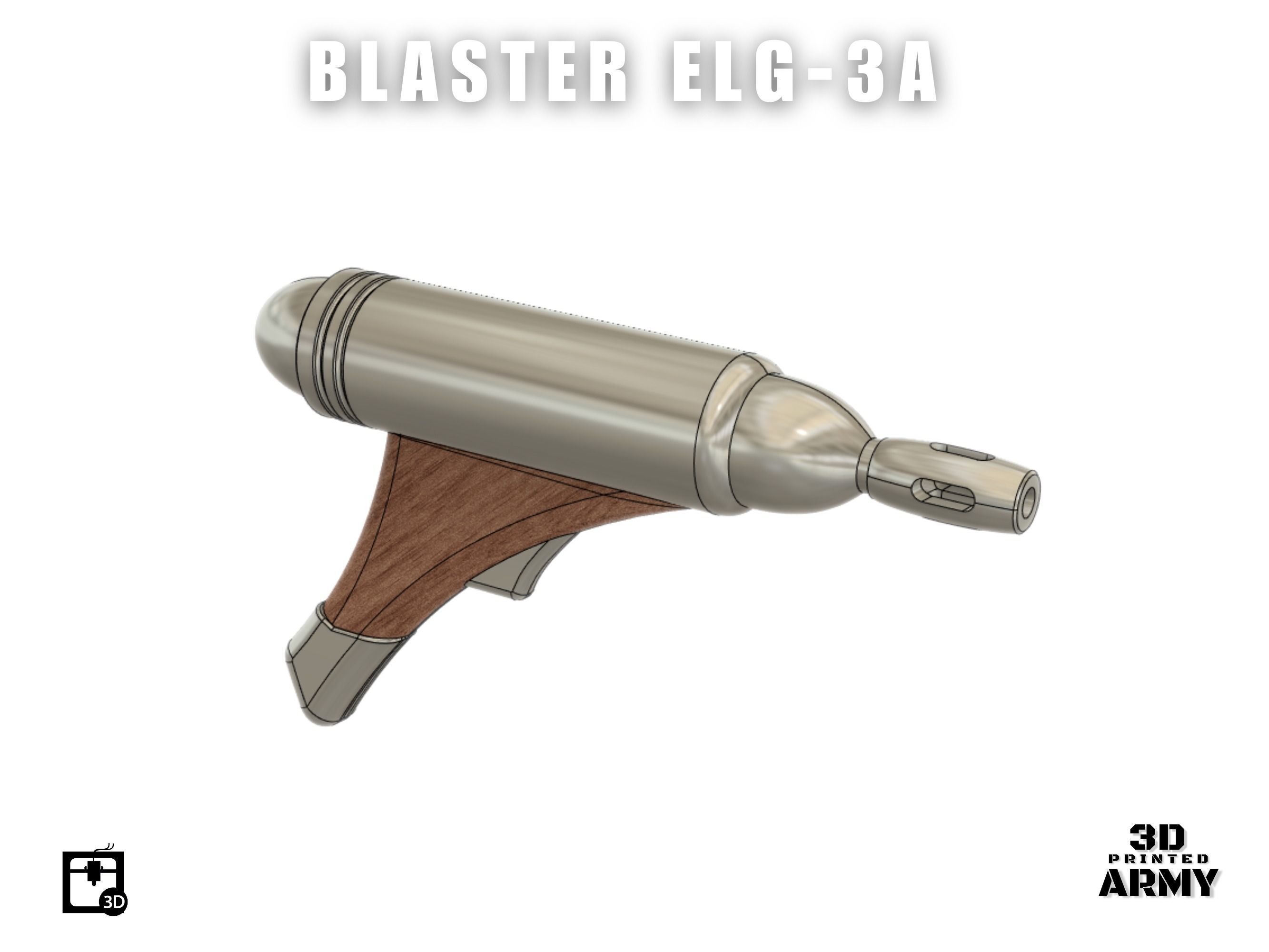 Padme amidala blaster ELG-3A - STL files for 3D printing 3D model 3D ...