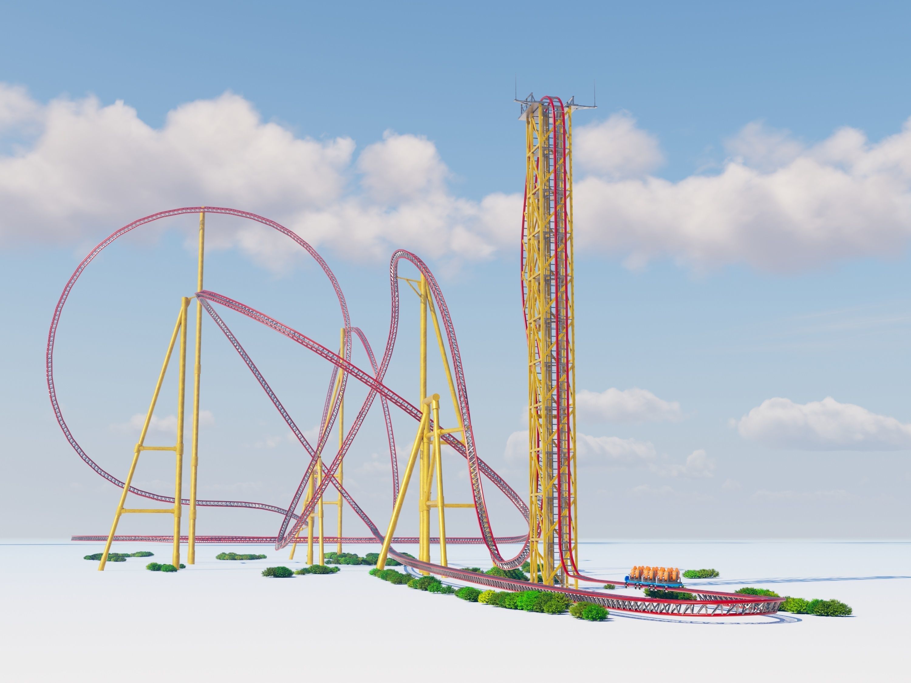 Modern roller coaster track 3D model | CGTrader