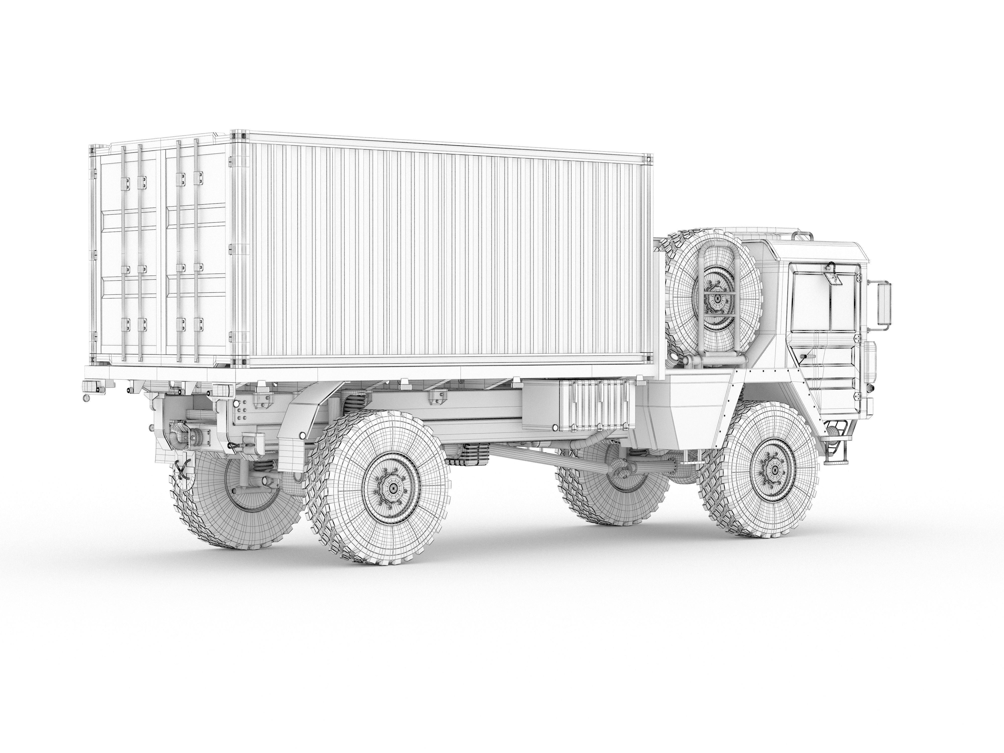 Rheinmetall Man Kat1 4x4 Flat Bed - Container 3D model | CGTrader